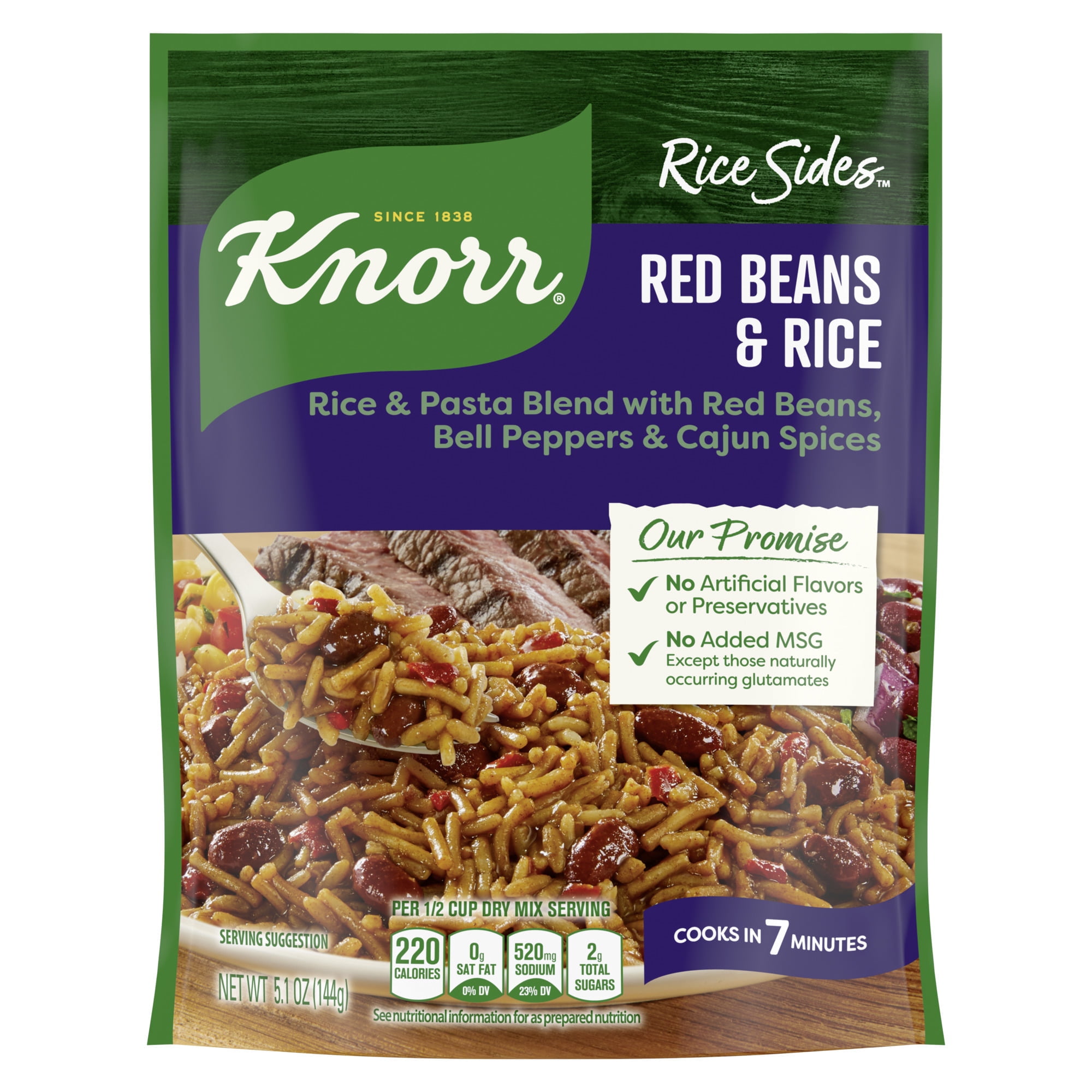 Knorr Rice Sides Red Beans & Rice, Cooks in 7 Minutes, 5.1 oz - Walmart ...