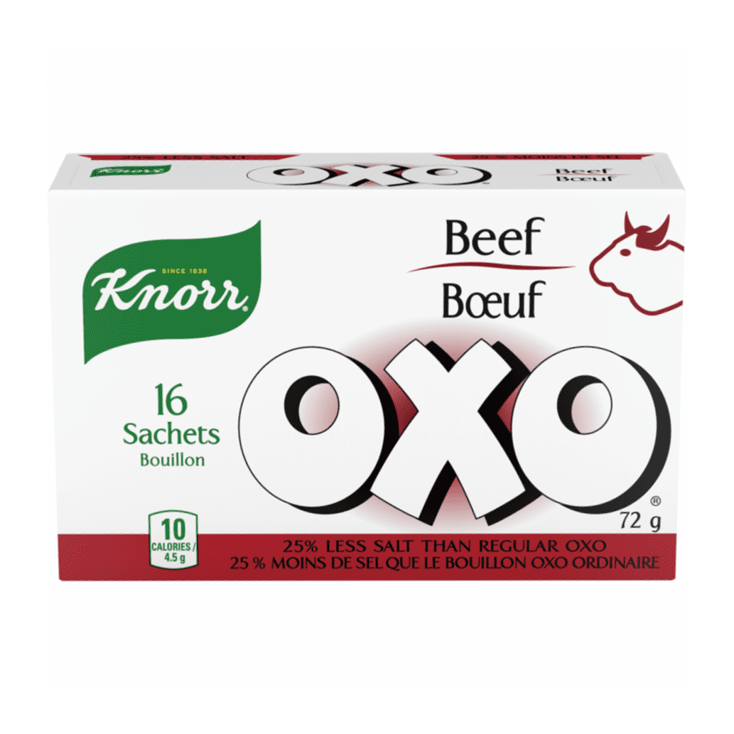 Knorr OXO Beef Bouillon Powder, 25% Less Salt, 16 sachets, 72g/2.5 oz ...