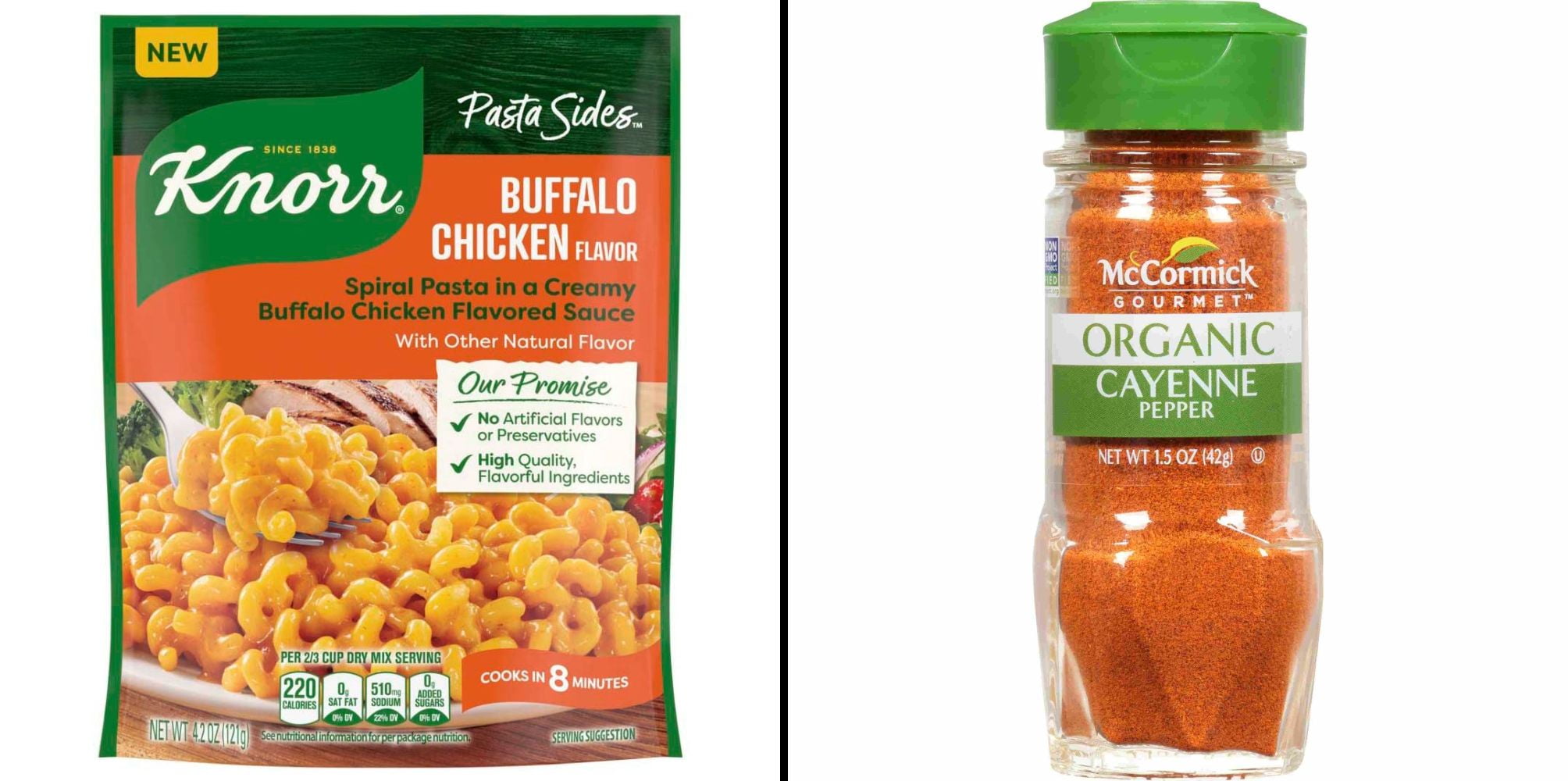 Knorr Pasta Sides Buffalo Chicken Spirals & McCormick Gourmet Organic ...