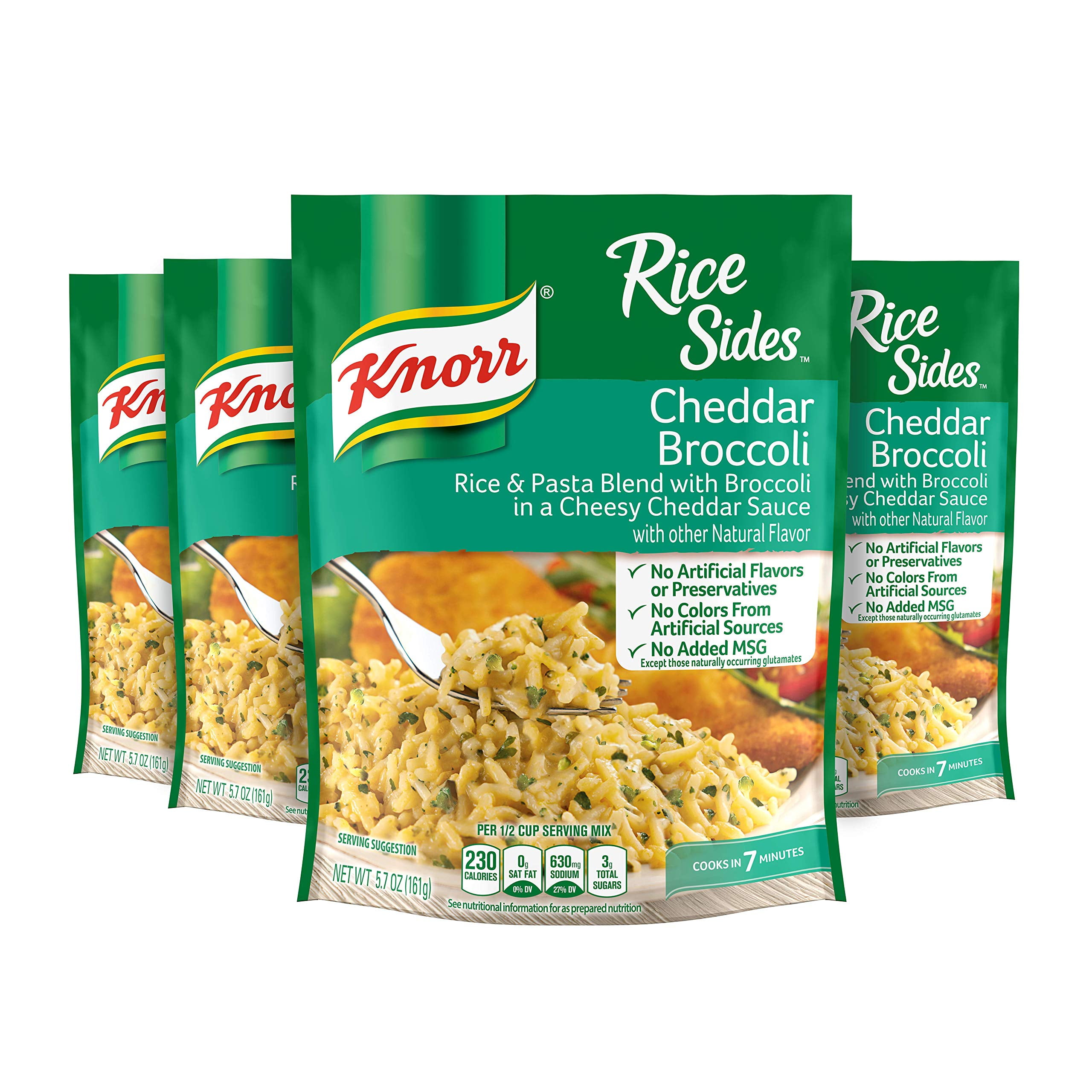 Knorr Rice Side Dish, Cheddar Broccoli, 5.7 Oz, Pack Of 4 - Walmart.com
