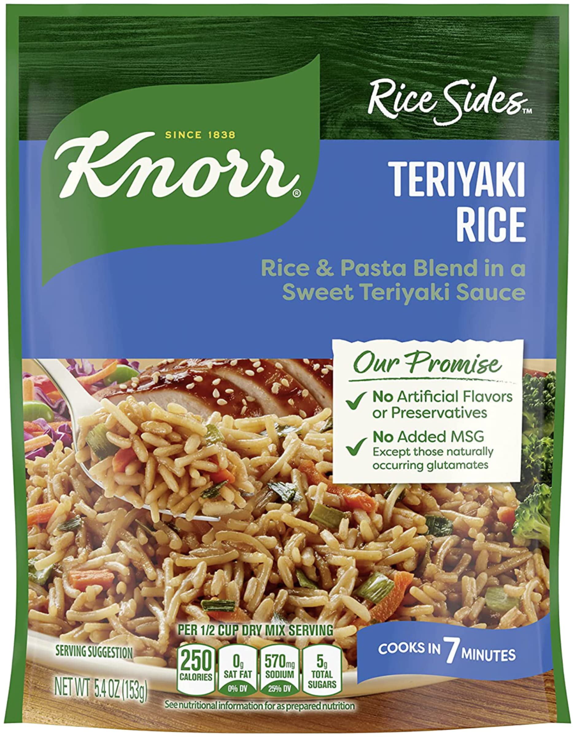 Knorr, Rice Sides, Flavor, 5.4Oz Pouch (Pack Of 6) (Choose Flavors Below) (Asian Sides Teriyaki ...