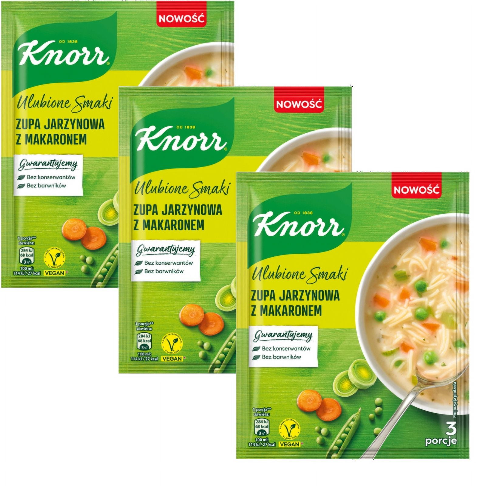 Knorr instant soup VEGETABLE with noodles (Jarzynowa) -Pack of 3/ 9 ...