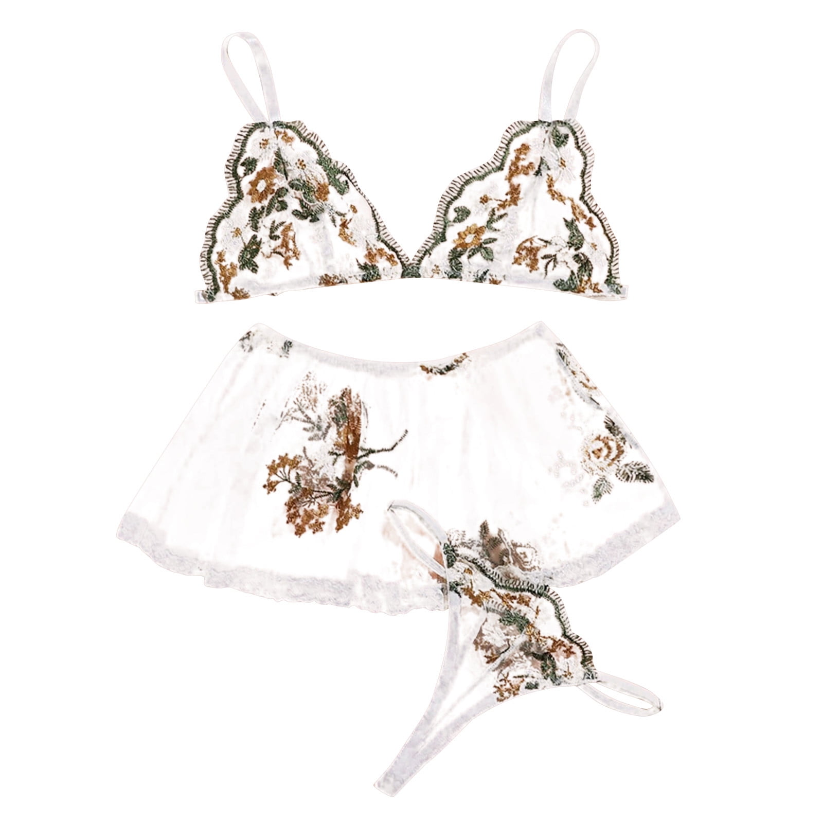 Knosfe Bra And Panty Sets For Women Sexy T Back Floral Naughty Lingerie