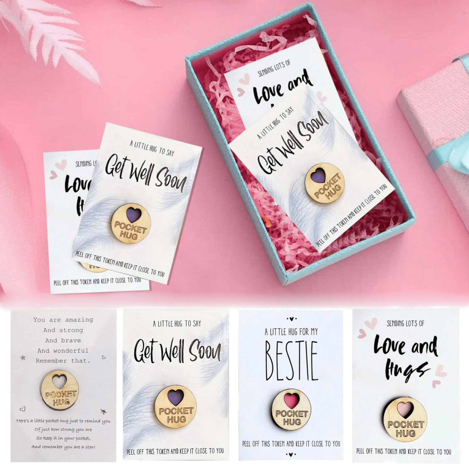 Knosfe Clearance Greeting Card You Are Amazing Strong and Wonderful Pocket Hug Up Gift Cute ...