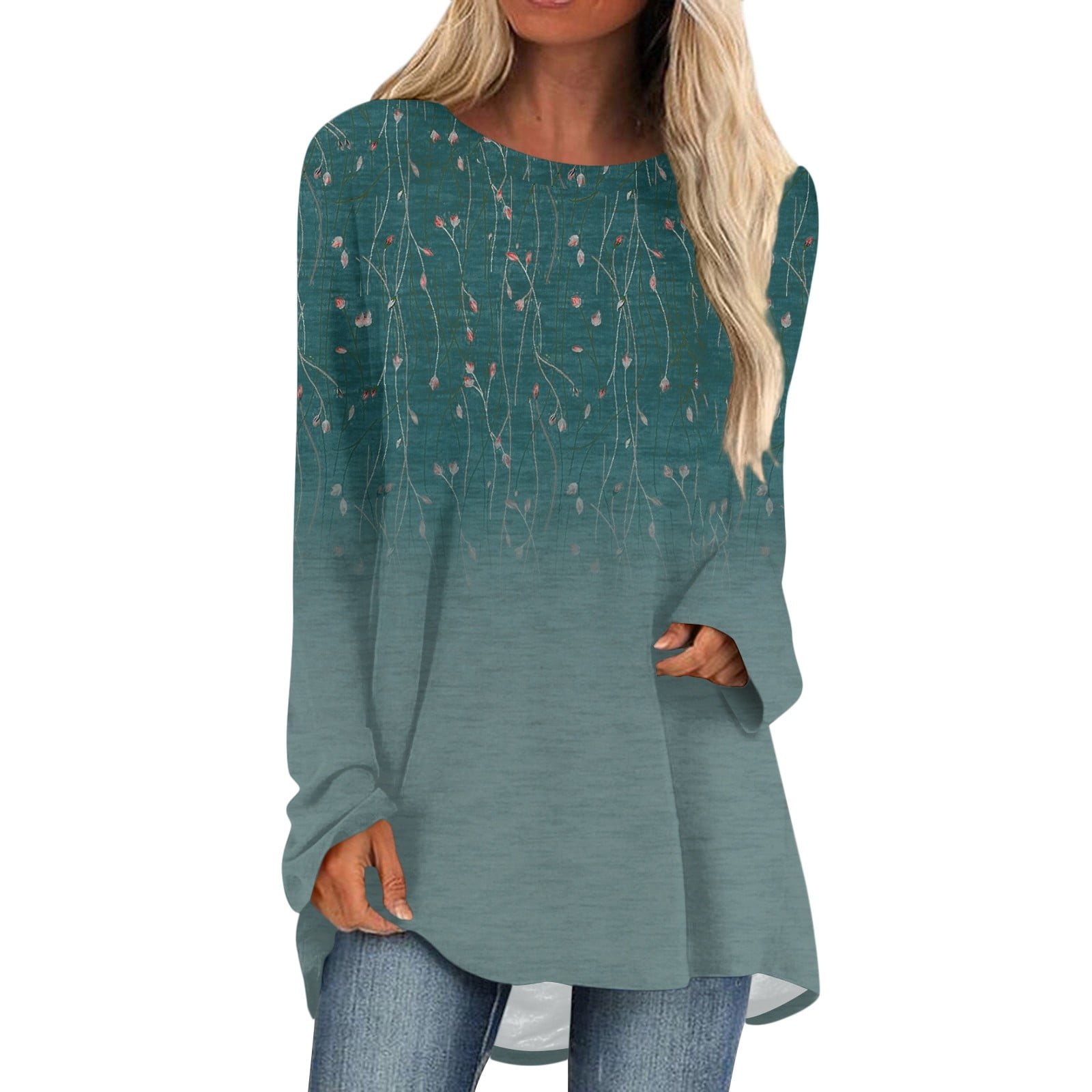 Knosfe Fall Tunic Tops To Wear with Leggings Crewneck Long Sleeve ...