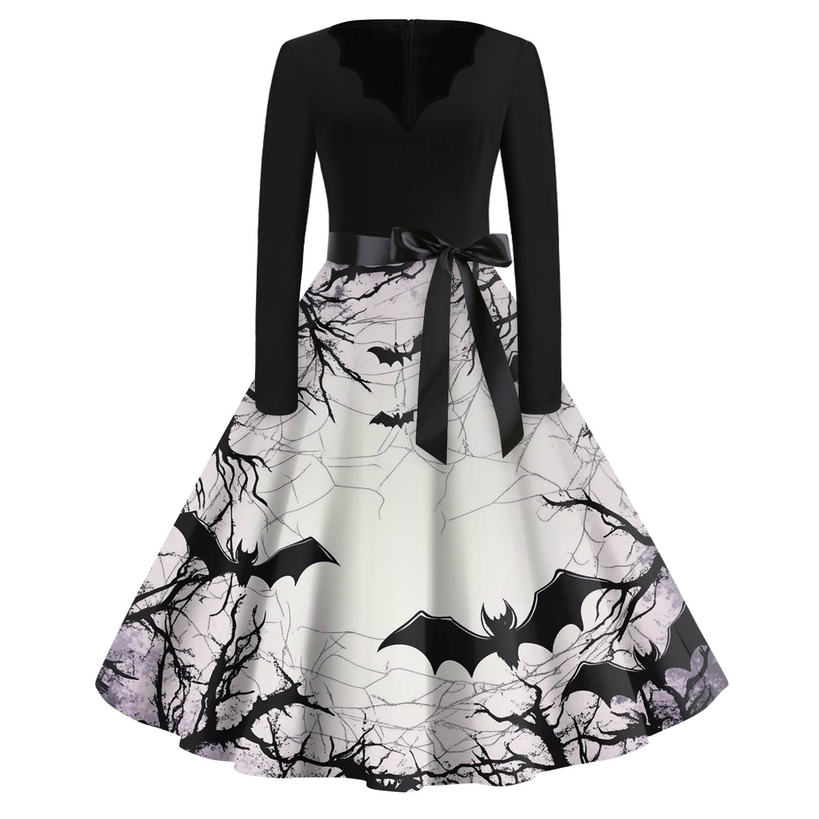 Knosfe Halloween Dress for Women Spooky Pumpkin Bat Evening Vintage ...