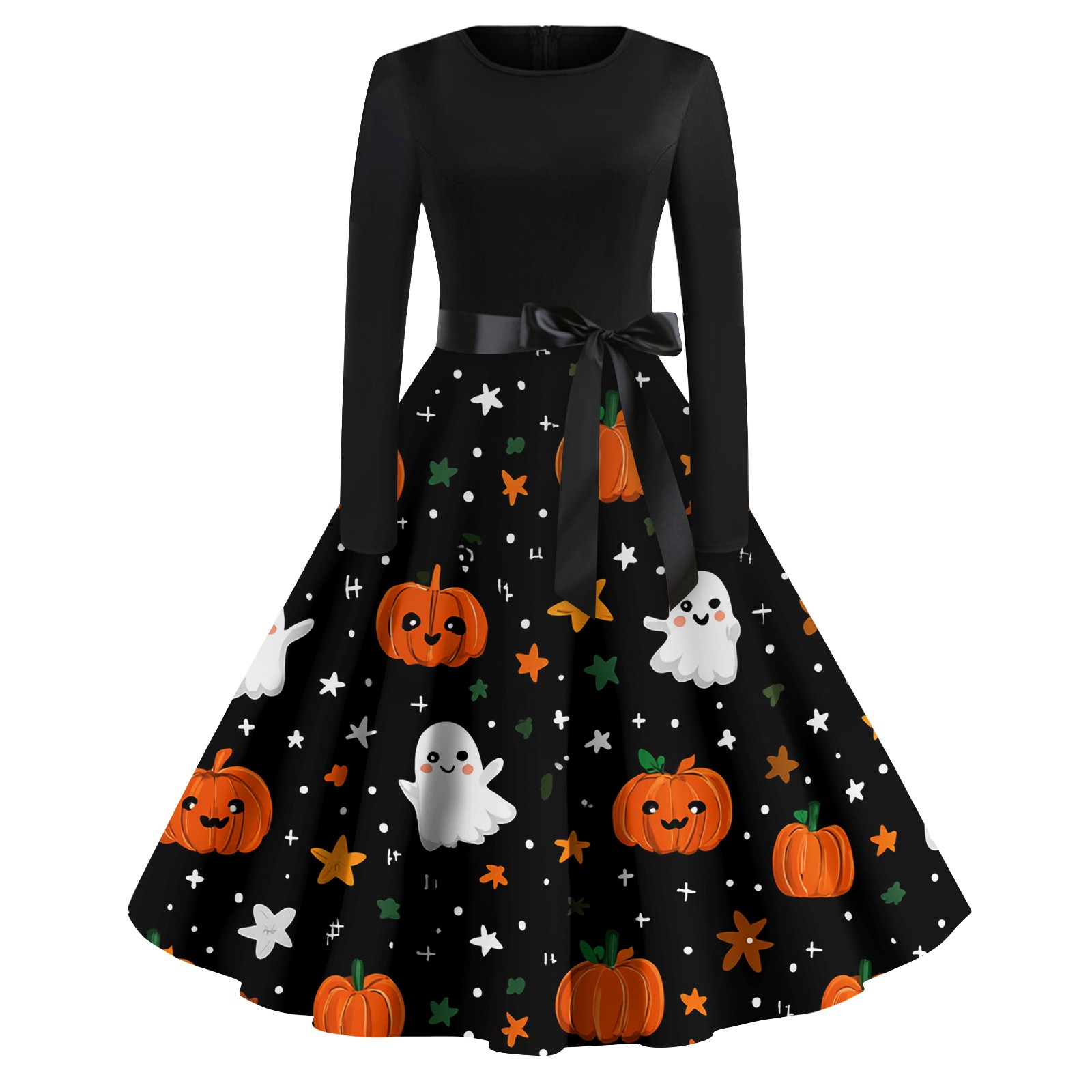Knosfe Halloween Dress for Women Funny Bat Ghost Retro Swing Hepburn ...