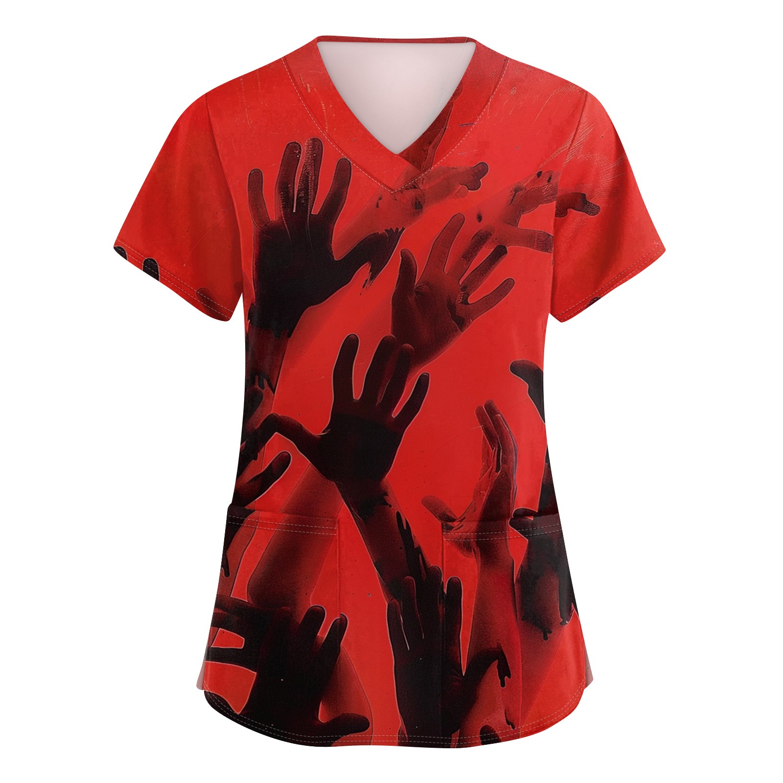 Knosfe Halloween Scrub Tops for Women V Neck Scary Bat Ghost Fall ...