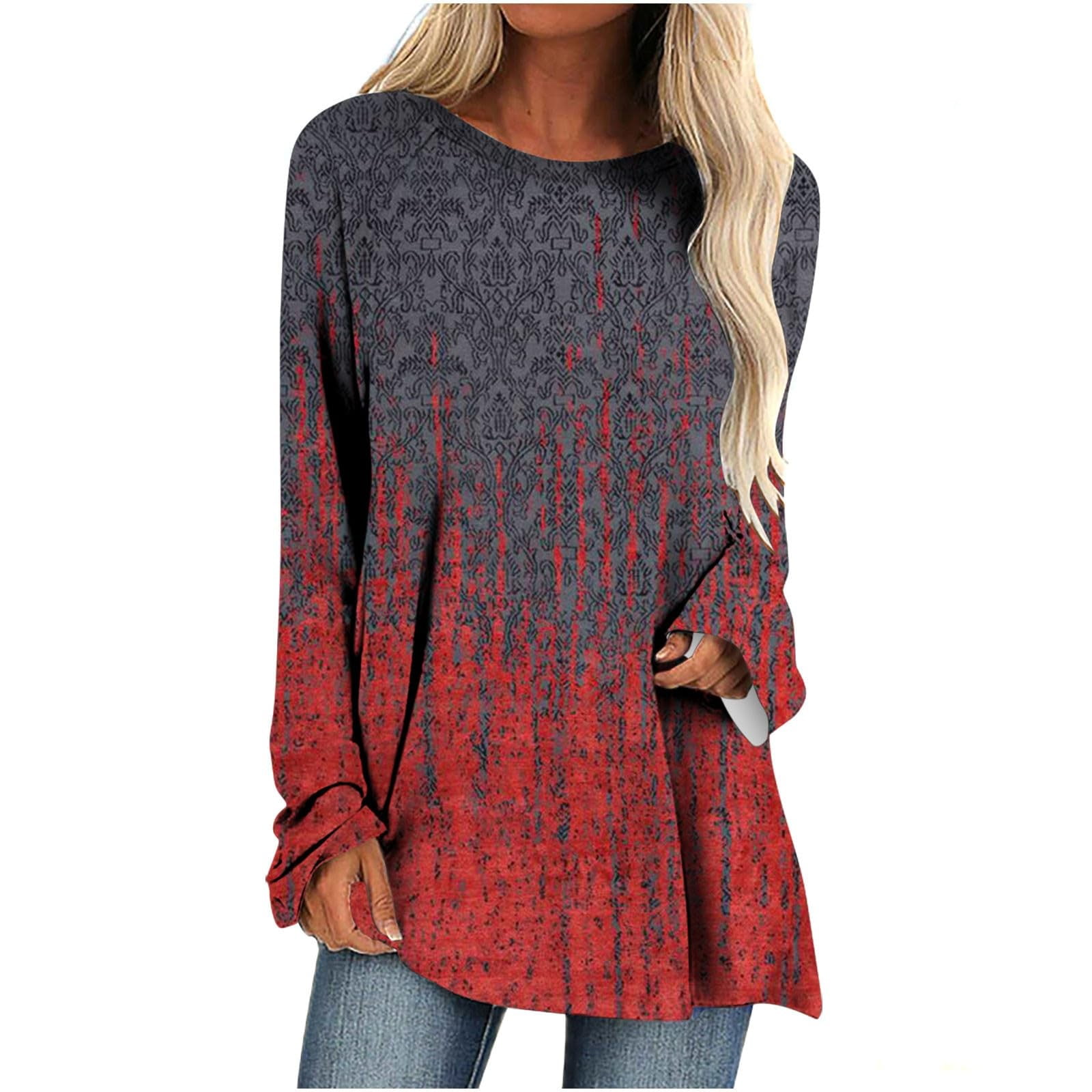 Knosfe Long Sleeve Tunic Tops To Wear with Leggings Crewneck Winter ...