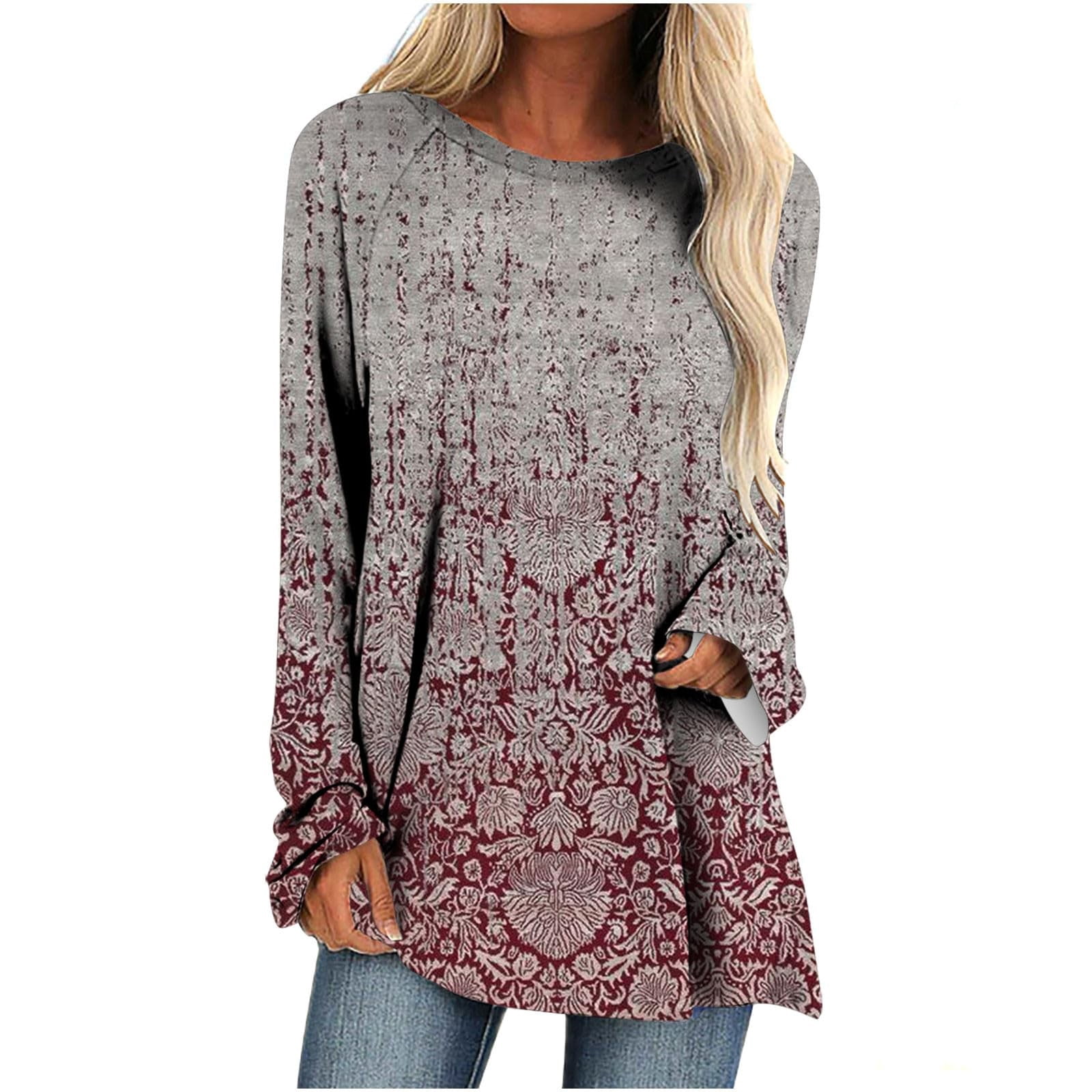 Knosfe Long Sleeve Tunic Tops To Wear with Leggings Crewneck Winter ...