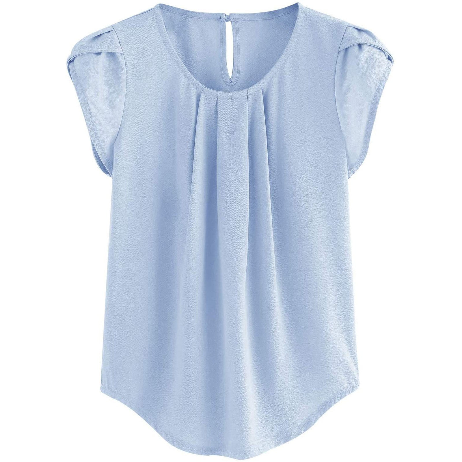 Knosfe Plus Size Blouses for Women Petal Sleeve Chiffon Tops Clearance ...