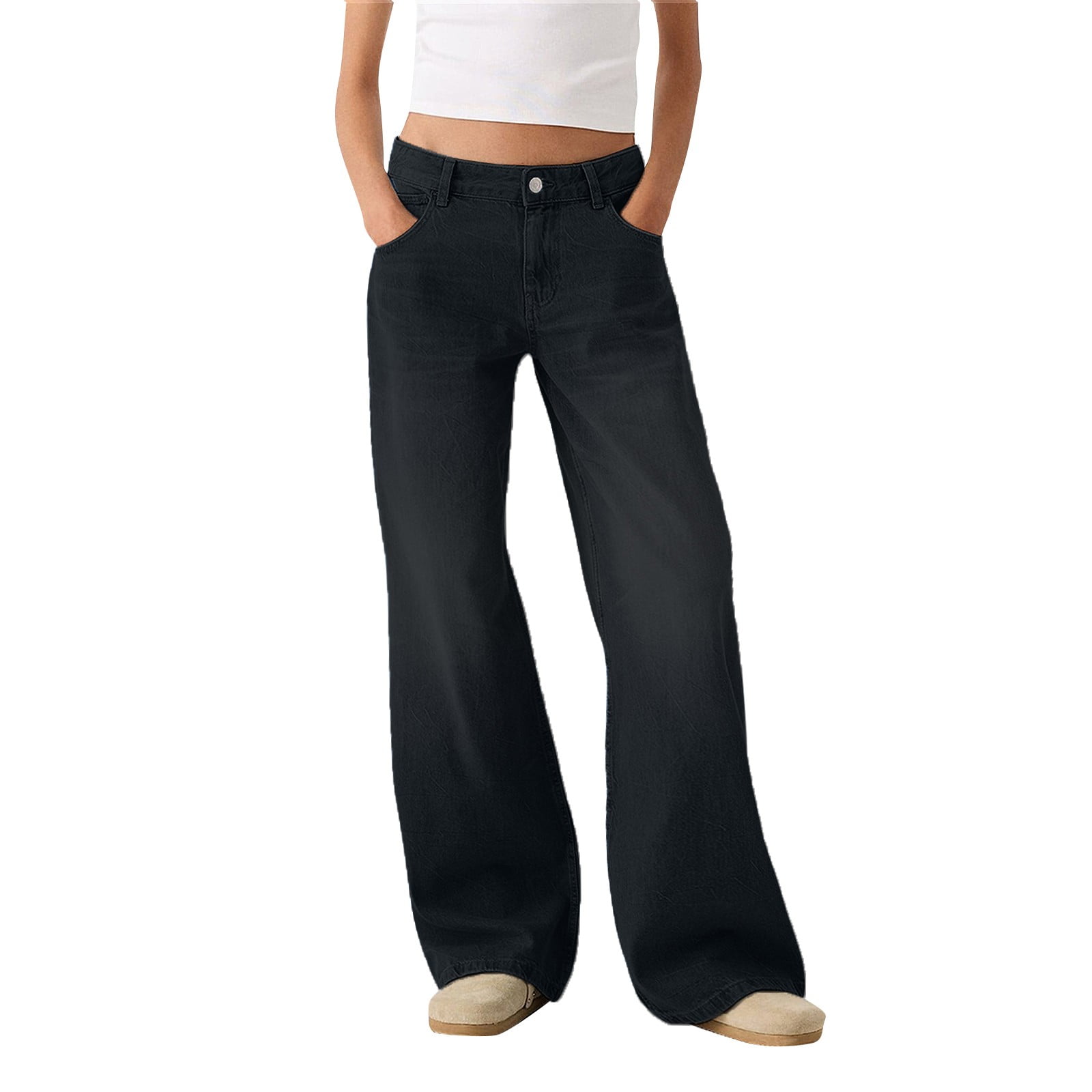 Knosfe Straight Leg Jeans for Women Trendy High Waisted Sweatpants ...