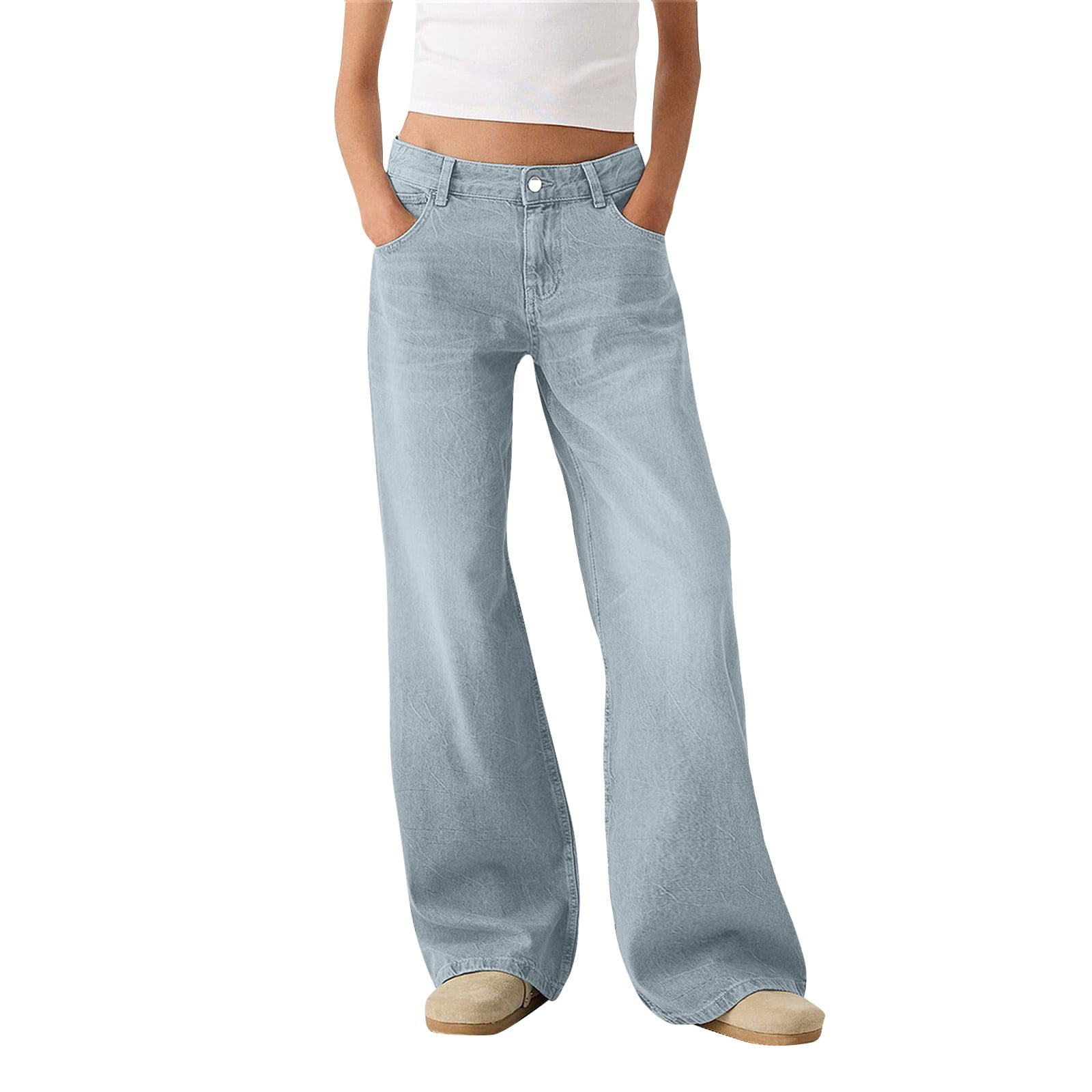Knosfe Sweatpants Jeans for Women Y2k Baggy High Waisted Wide Leg Jeans ...