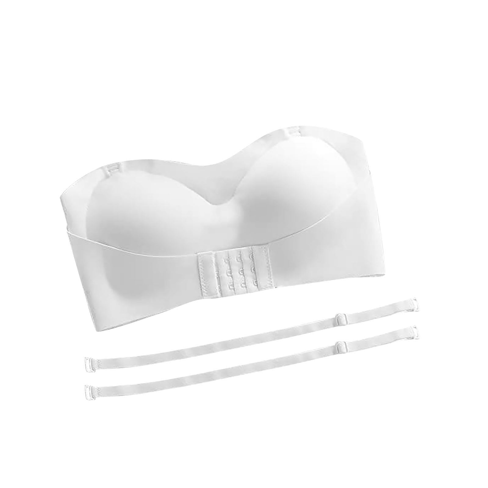 Knosfe Wireless Strapless Bra Bandeaus Full Coverage Front Closure Wireless Bra For Women With