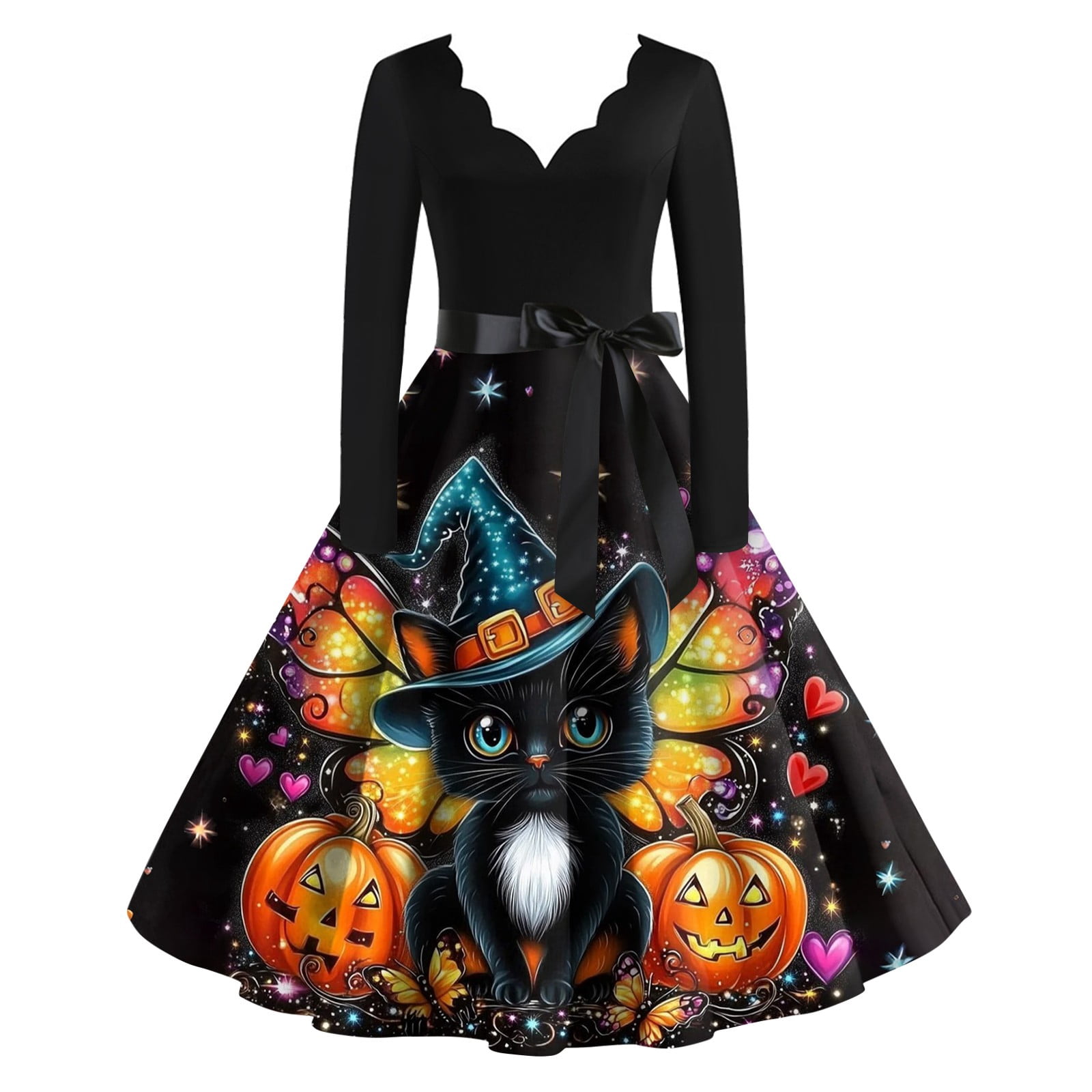 Knosfe Womens Halloween Dress Cute Bat Spider Evening Vintage Hepburn ...