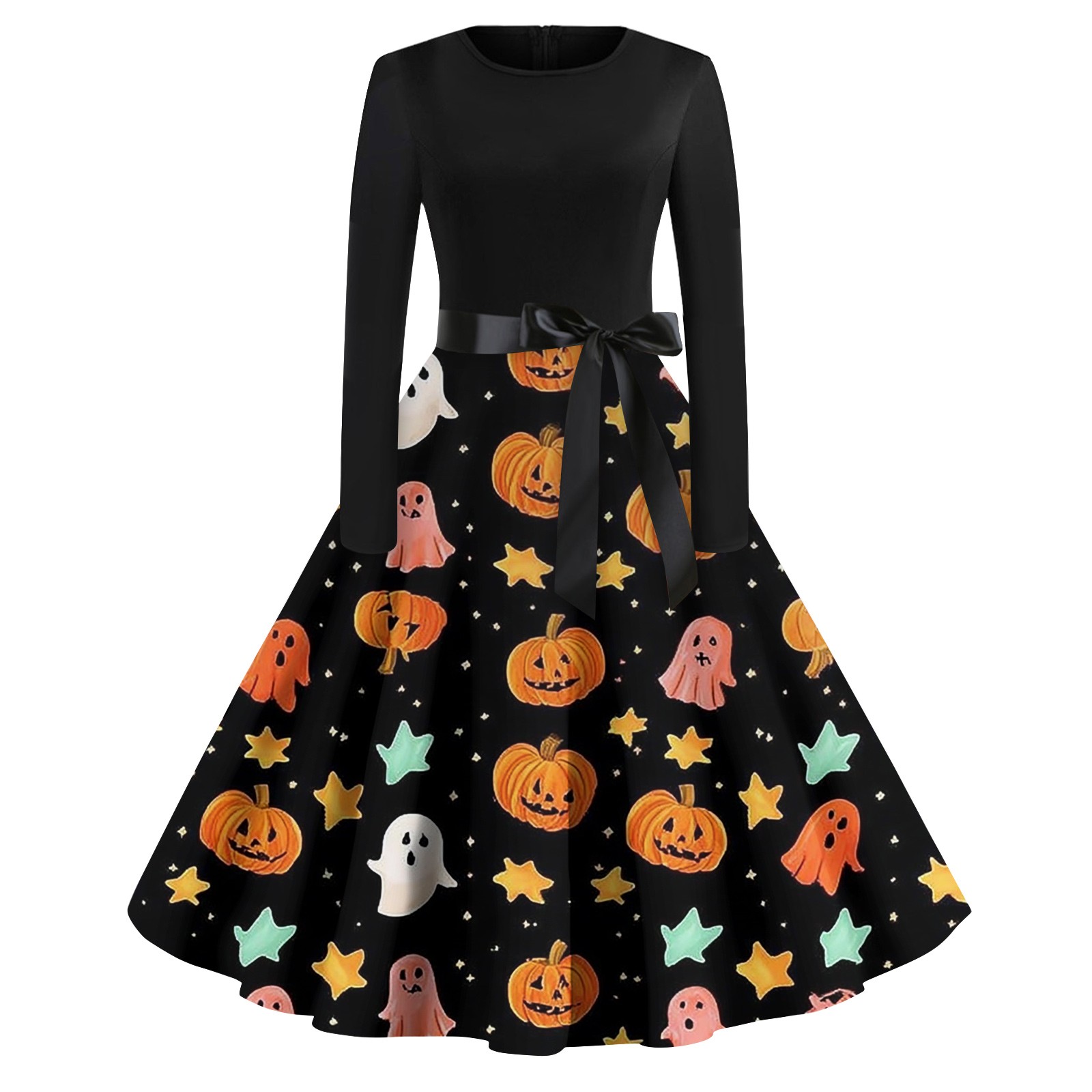 Knosfe Womens Halloween Dress Spooky Spider Bat Party Evening A Line ...