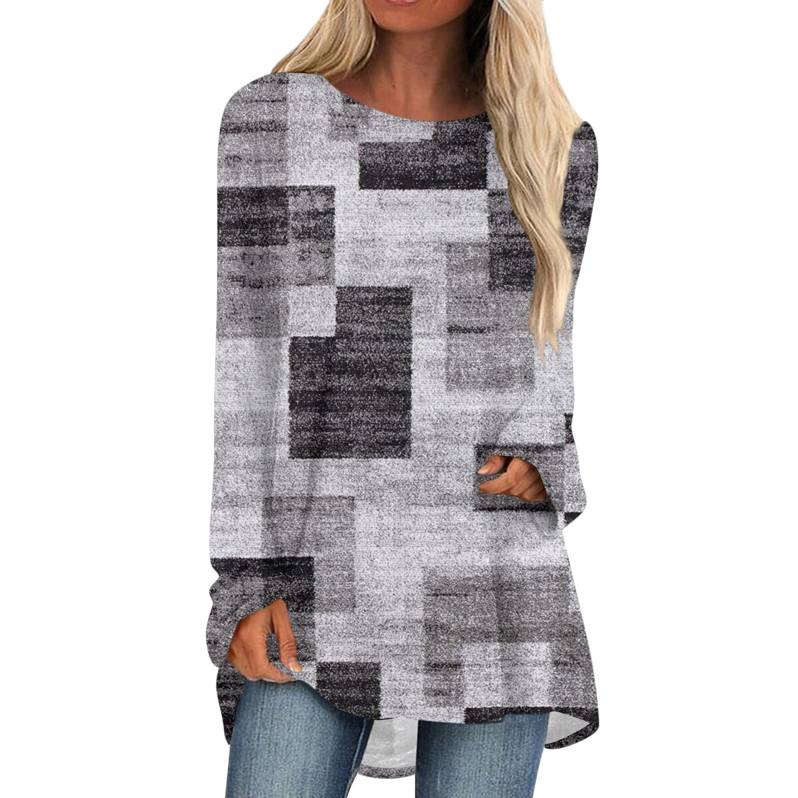 Knosfe Womens Tunics To Wear with Leggings Geometric Clearance Long ...