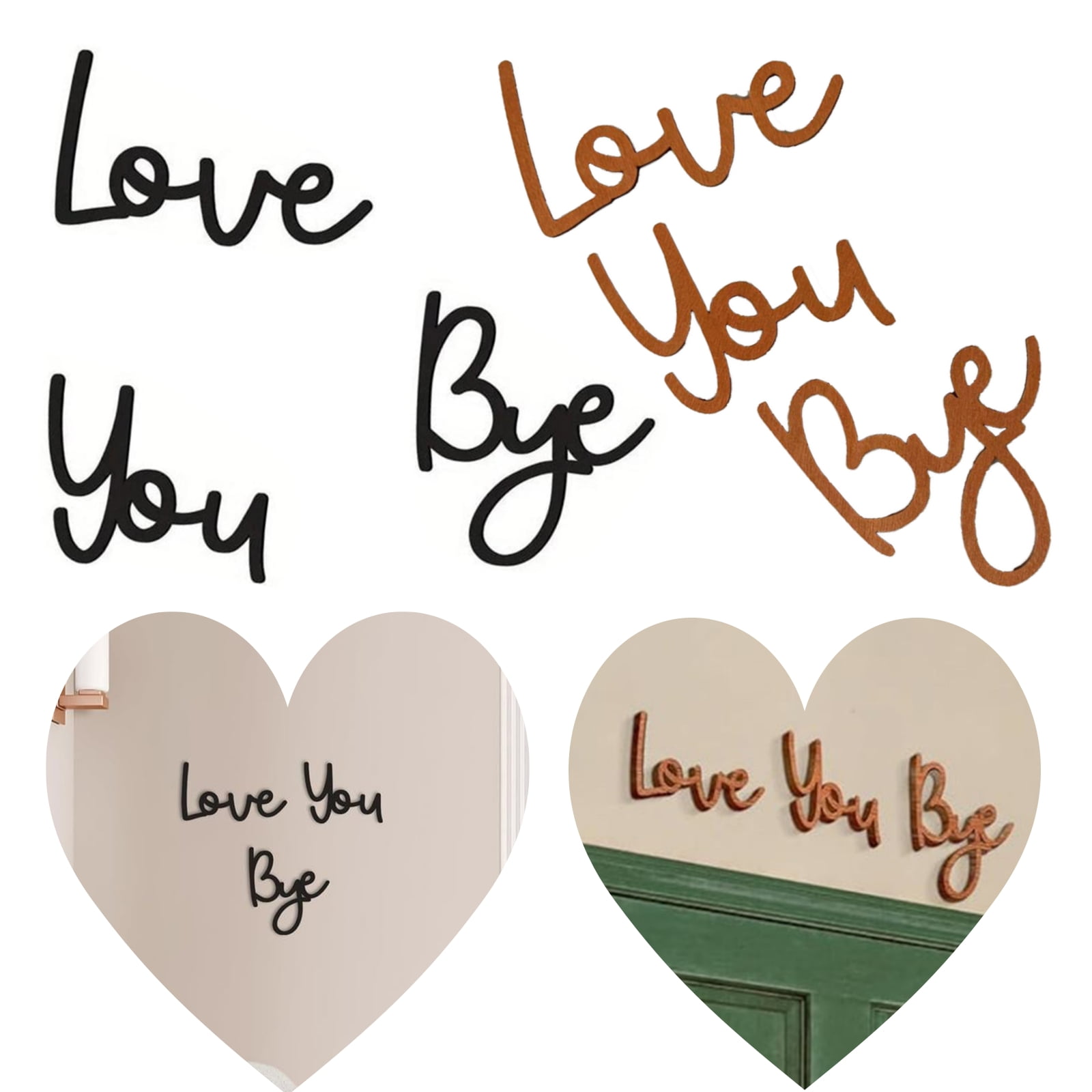 Knosfe Wood Love You Bye Sign: Chic Farmhouse Wall Decor, Handmade ...