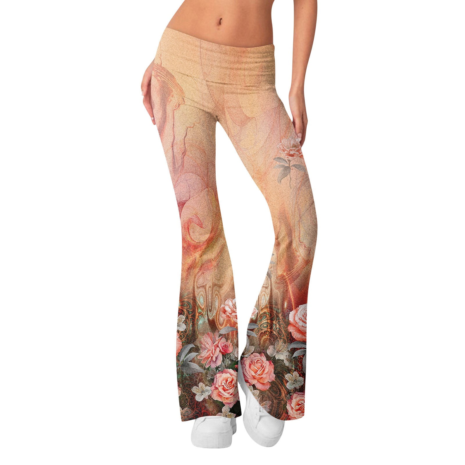 Knosfe Yoga Pants Women Bootcut Fold Over Exercise Bell Bottom Flare ...