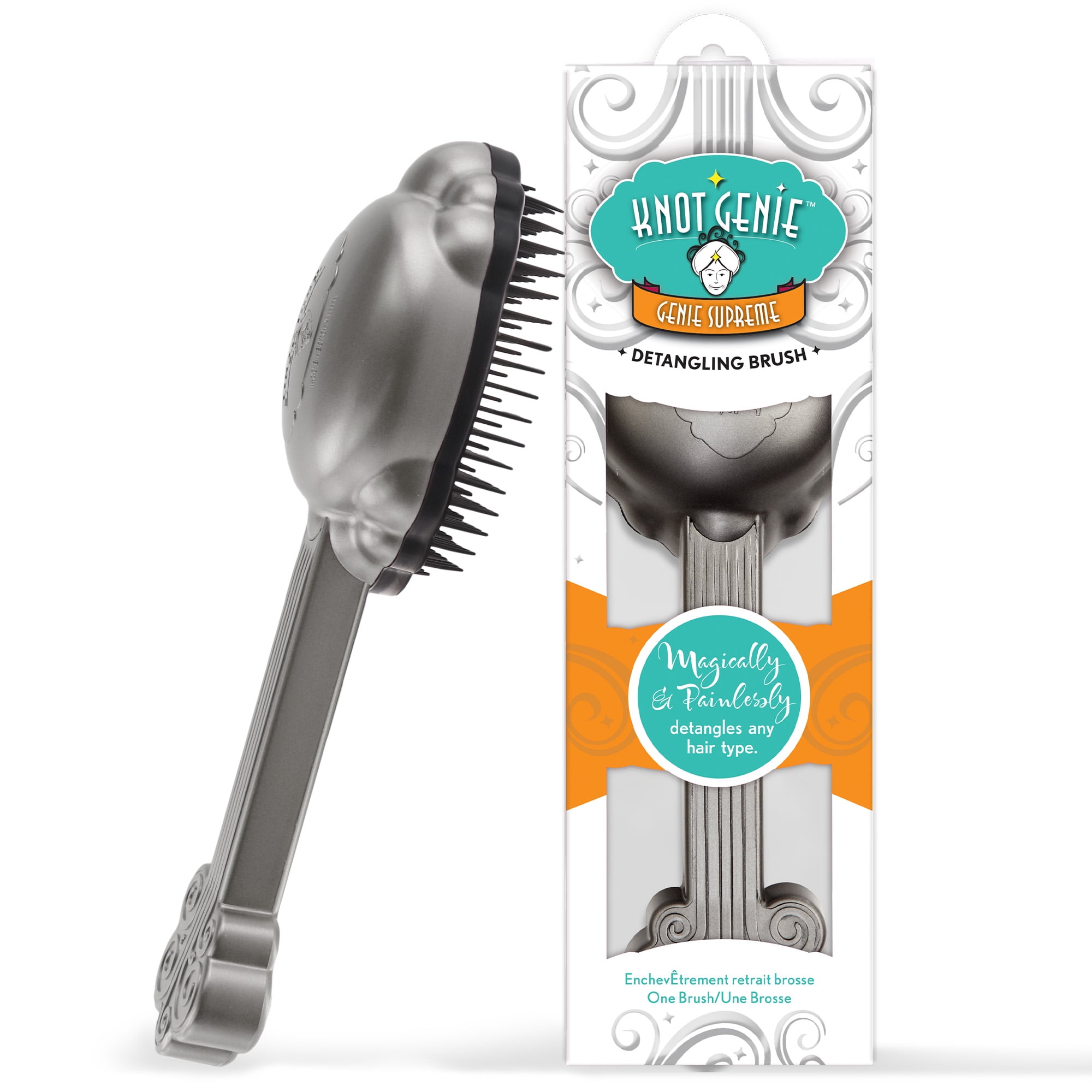 Knot Genie Supreme Detangling Hair Brush for Kids (Soothing Silver ...