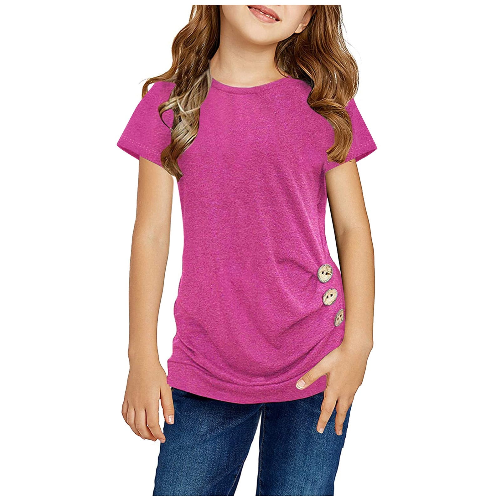 Walmart Girls' Fashion Knot Tunic Top, Button Detail, Short Sleeve ...