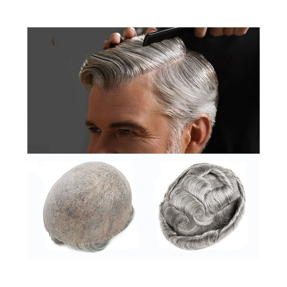 Knotless Skin Toupee for Men 0.1-0.12 Full Skin Base Durable Human Hair ...