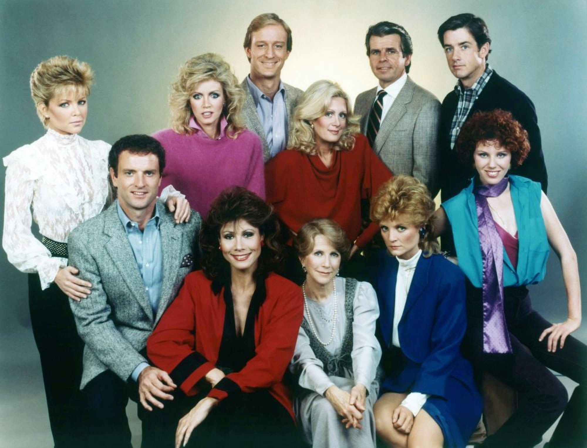 Knots Landing, Standing L-R: Lisa Hartman, Donna Mills, Ted Shackleford ...