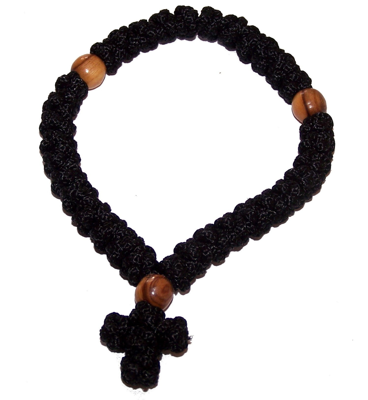 Knotted wool / Polyester wrist chotki chaplet Rosary with Knotted Cross ...