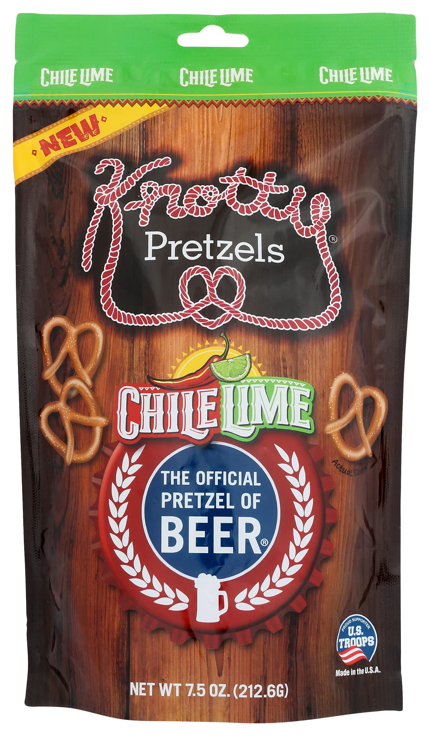 Knotty Pretzels Chile Lime, Tangy and Spicy Beer Snack, 7.5 Ounce Pack of 12 - Walmart.com