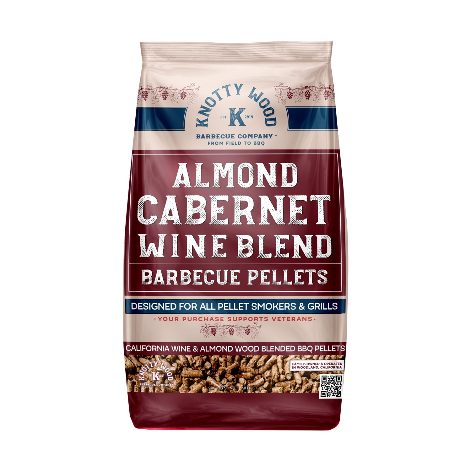 Knotty Wood Barbecue Almond Cabernet BBQ Grilling Cooking Pellets 100% ...