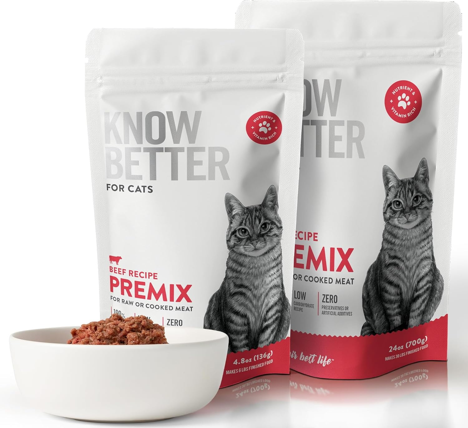 Know Better For Cats – Beef Recipe, Raw Cat Food Premix/Supplement For ...