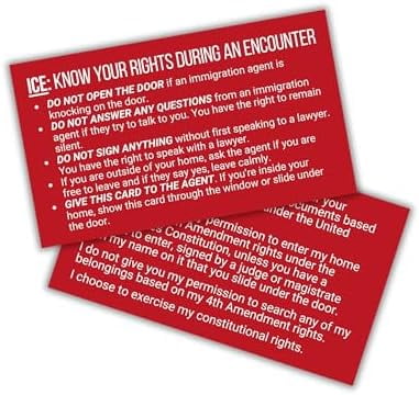 Know Your Constitutional Rights with ICE Law Enforcement Card 30pk 2x3 ...