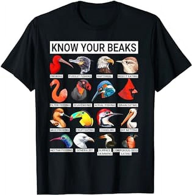 Know Your Beaks Types of Birds Ornithologist Avian Admirer T-Shirt ...