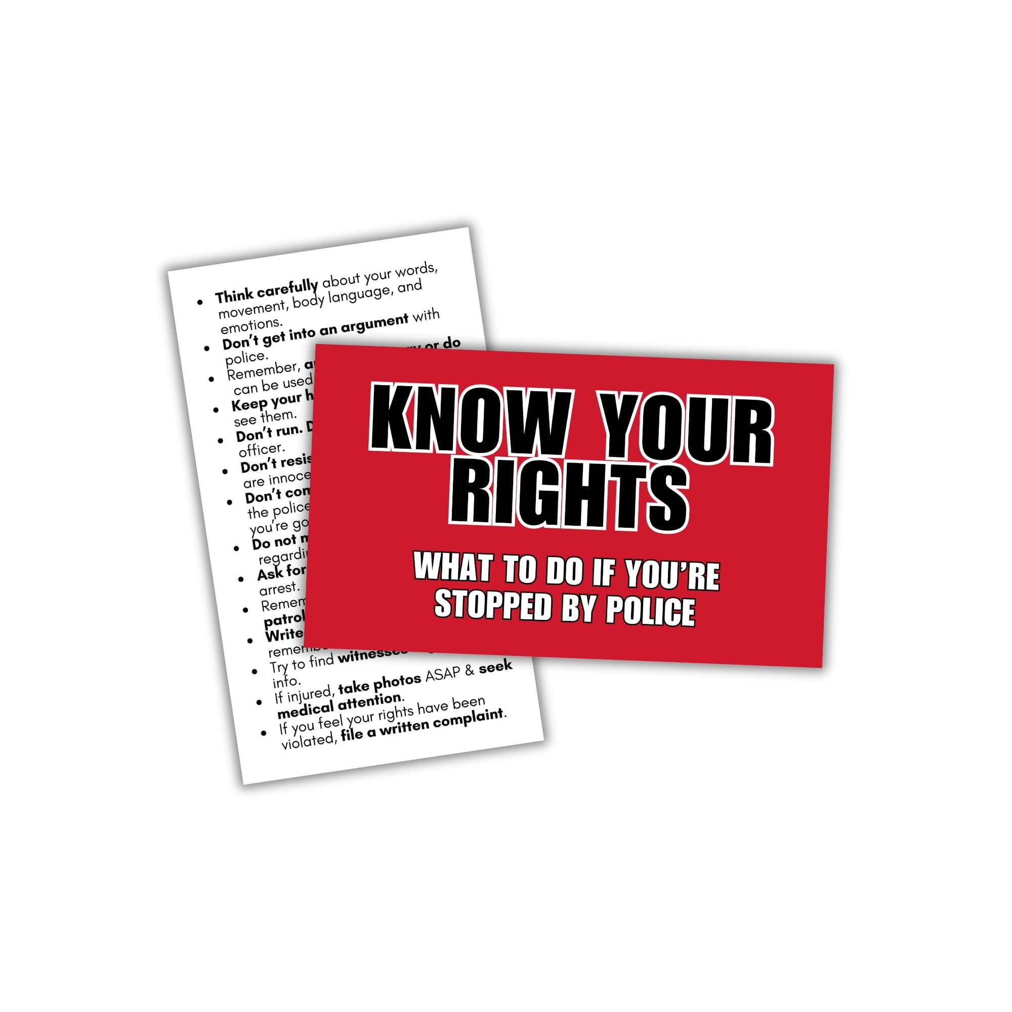 Know Your Rights When Stopped by the Police Cards 30pk 2x3.5 Wallet ...