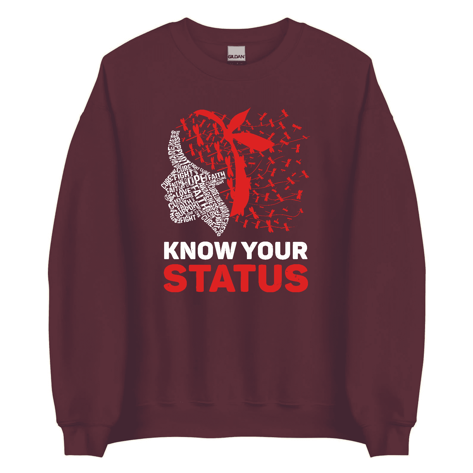 Know Your Status Red Ribbon National HIV Awareness Month Sweatshirts ...