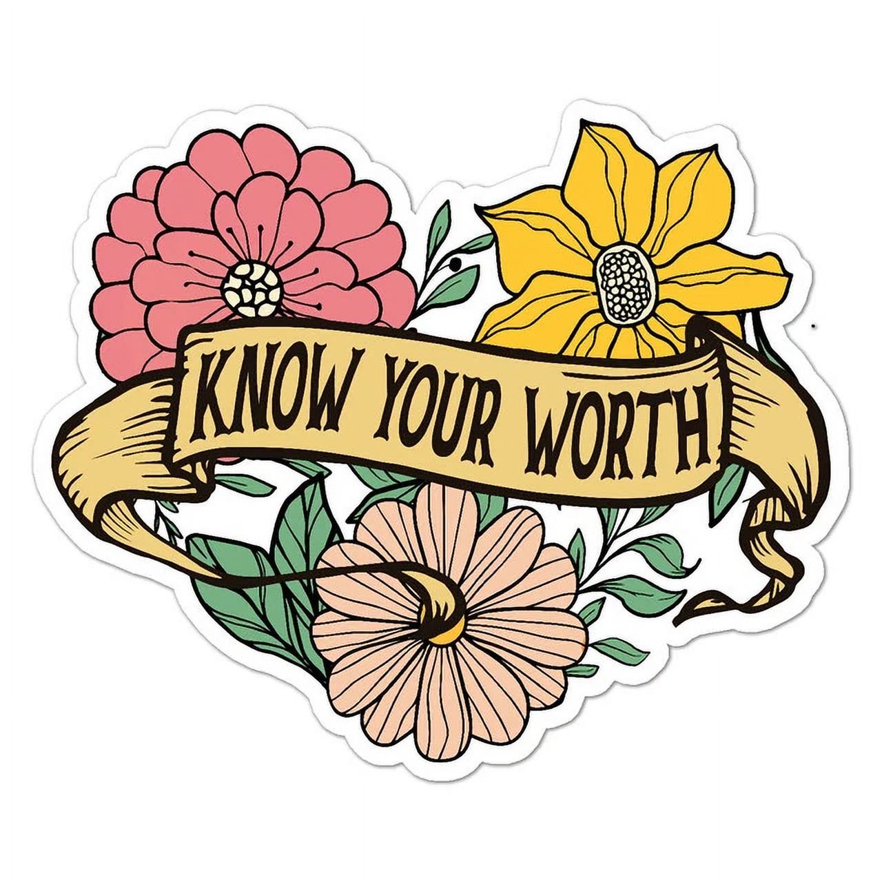 Know Your Worth Sticker Indoor Outdoor Phone Decal Water Bottle ...