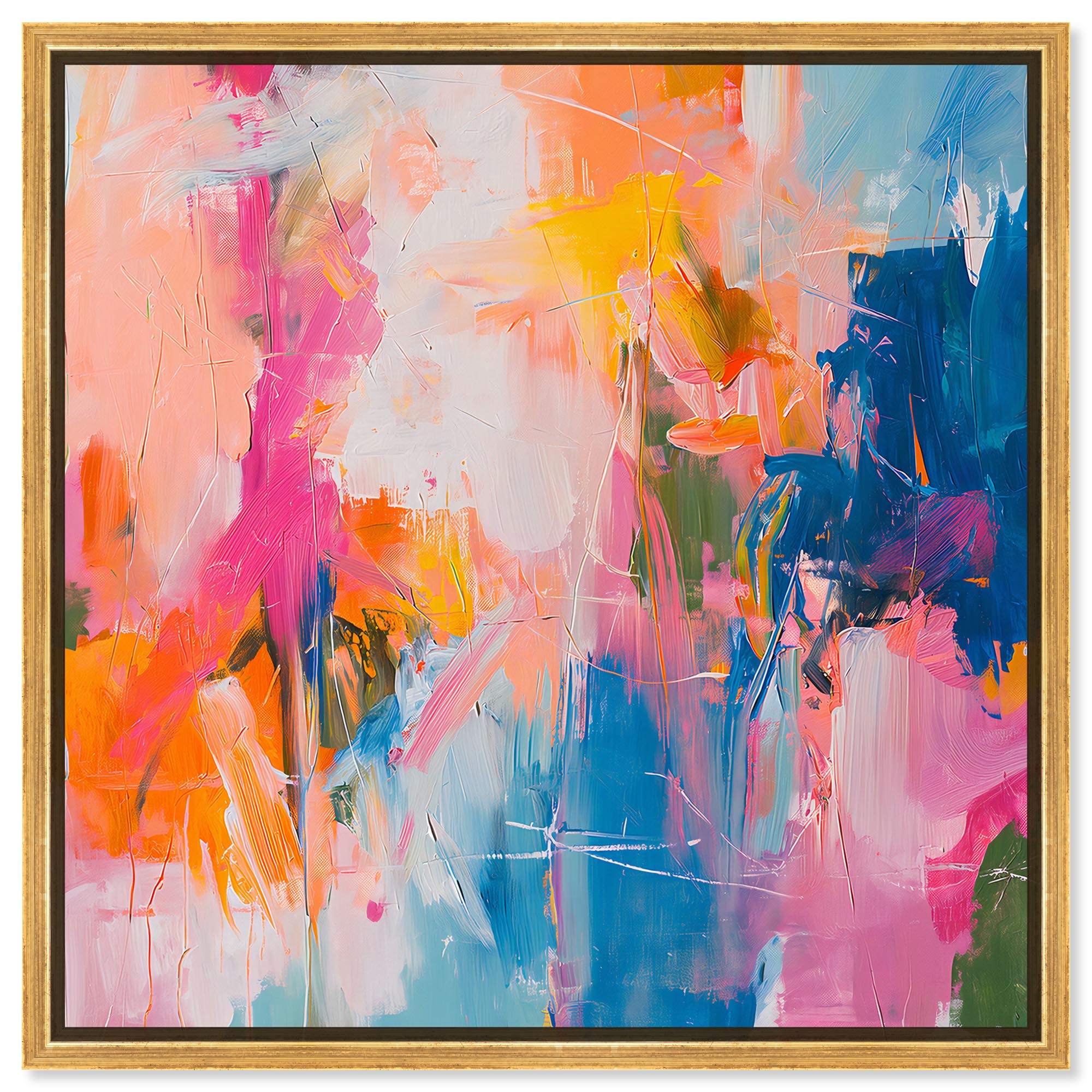 Knowing You Canvas Modern Color Abstract by Art Remedy, Gold Frame, 24 ...