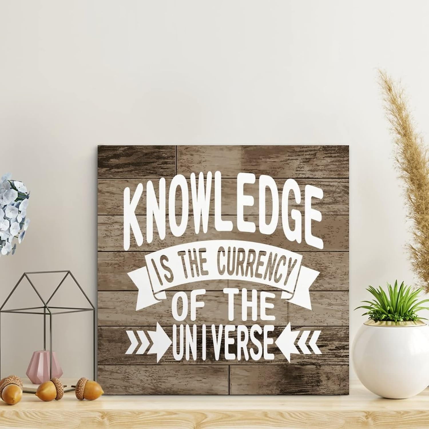 Knowledge Is The Currency Of The Universe Wood Signs Retro Vintage Wood ...