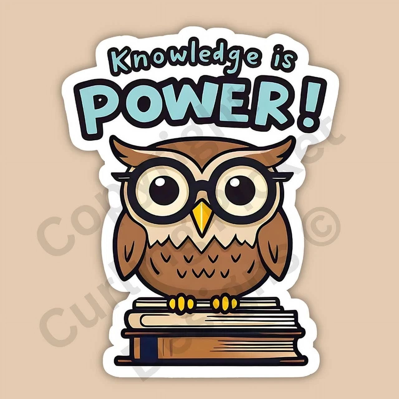 Knowledge Is Power Nerdy Owl Books Wisdom Library Sticker Phone Decal ...