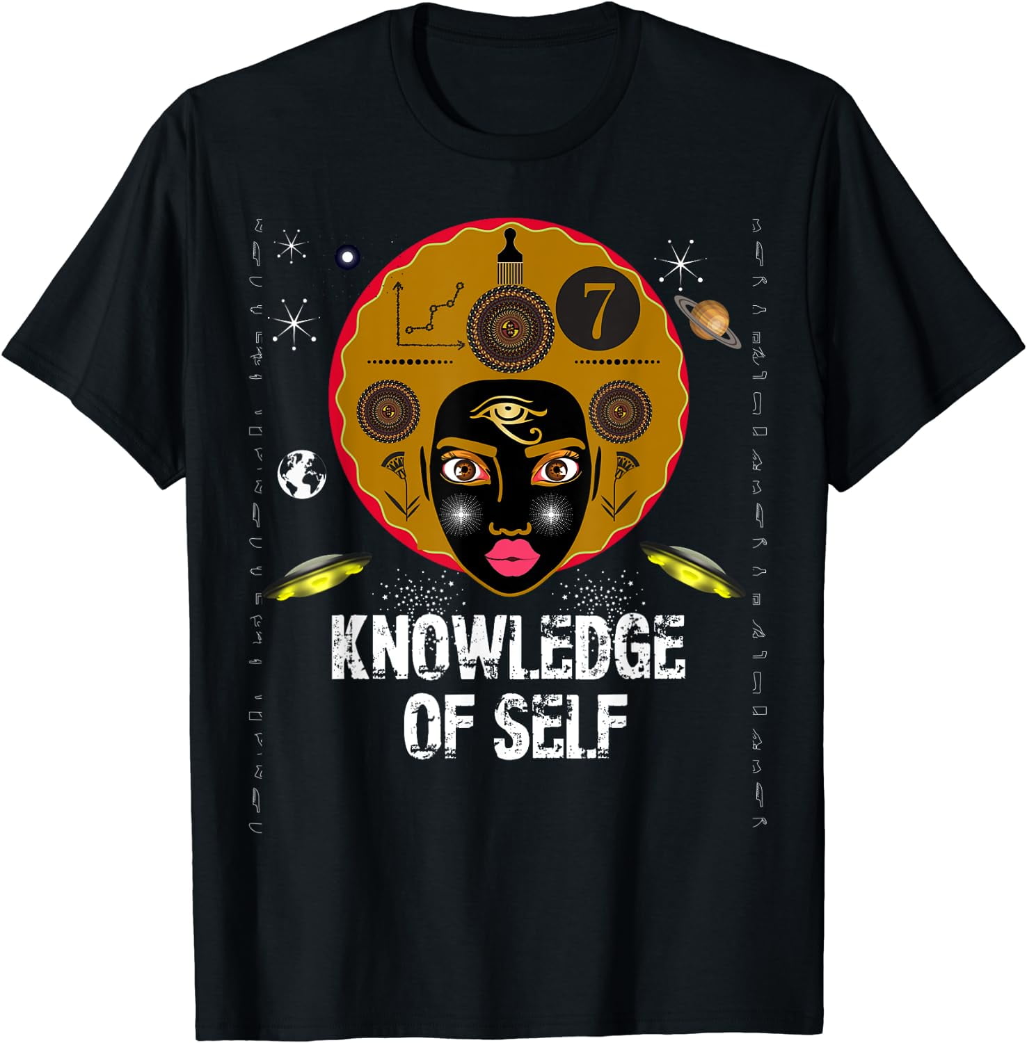 Knowledge Of Self - Afrocentric Female Ankh In Black Matter T-Shirt ...