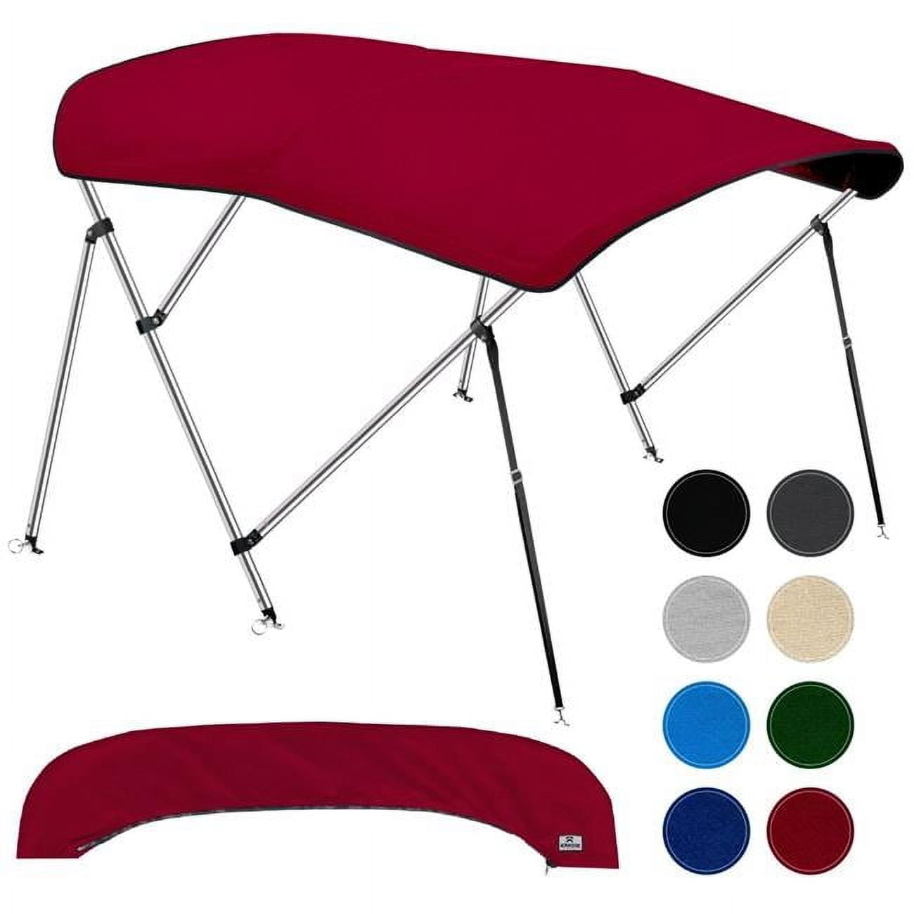 Knox 3-Bow Boat Bimini Top, 900D Marine Canvas, Waterproof UV Shade ...