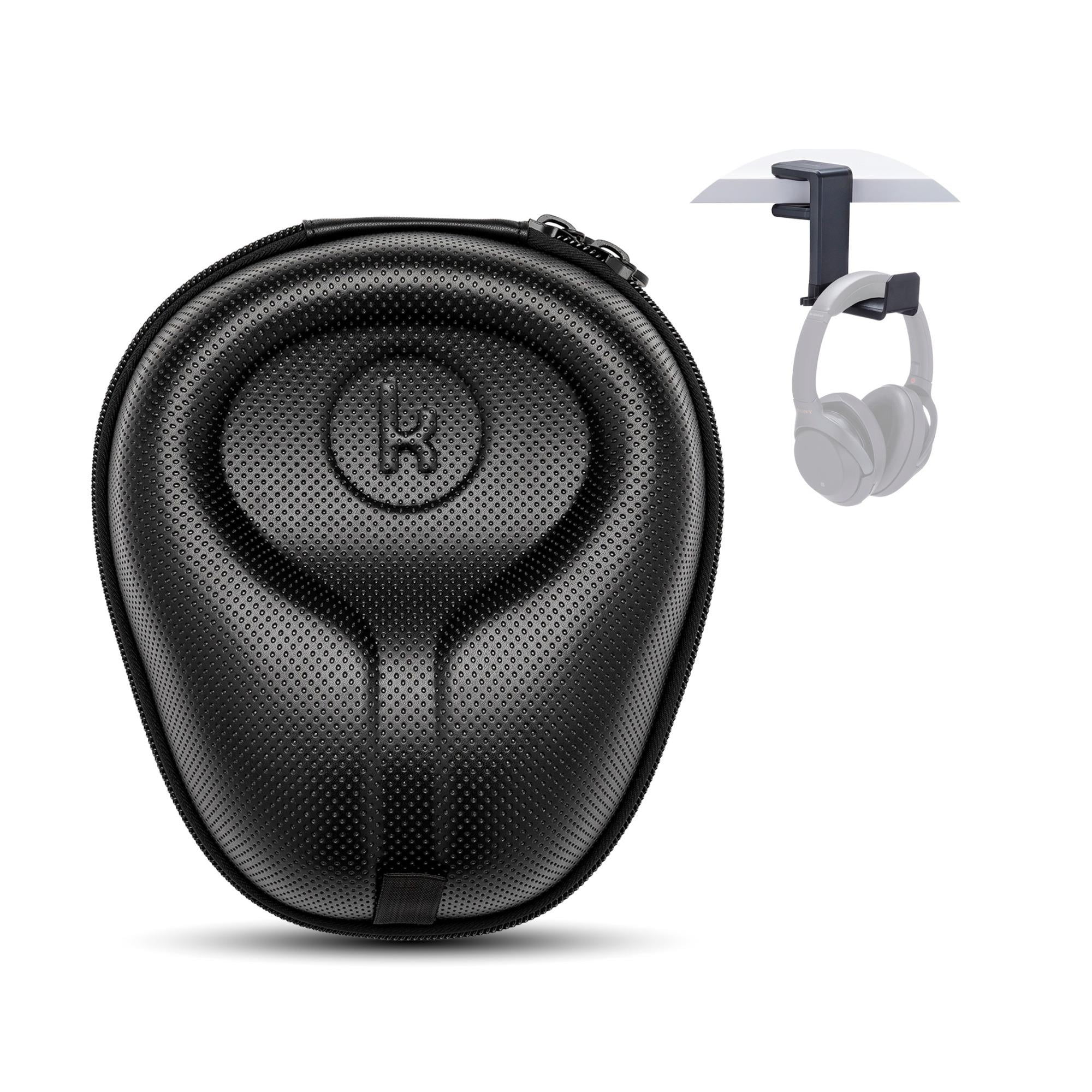 Knox Gear Hard Shell Headphone Case (Large) with Headphone Hanger Mount ...