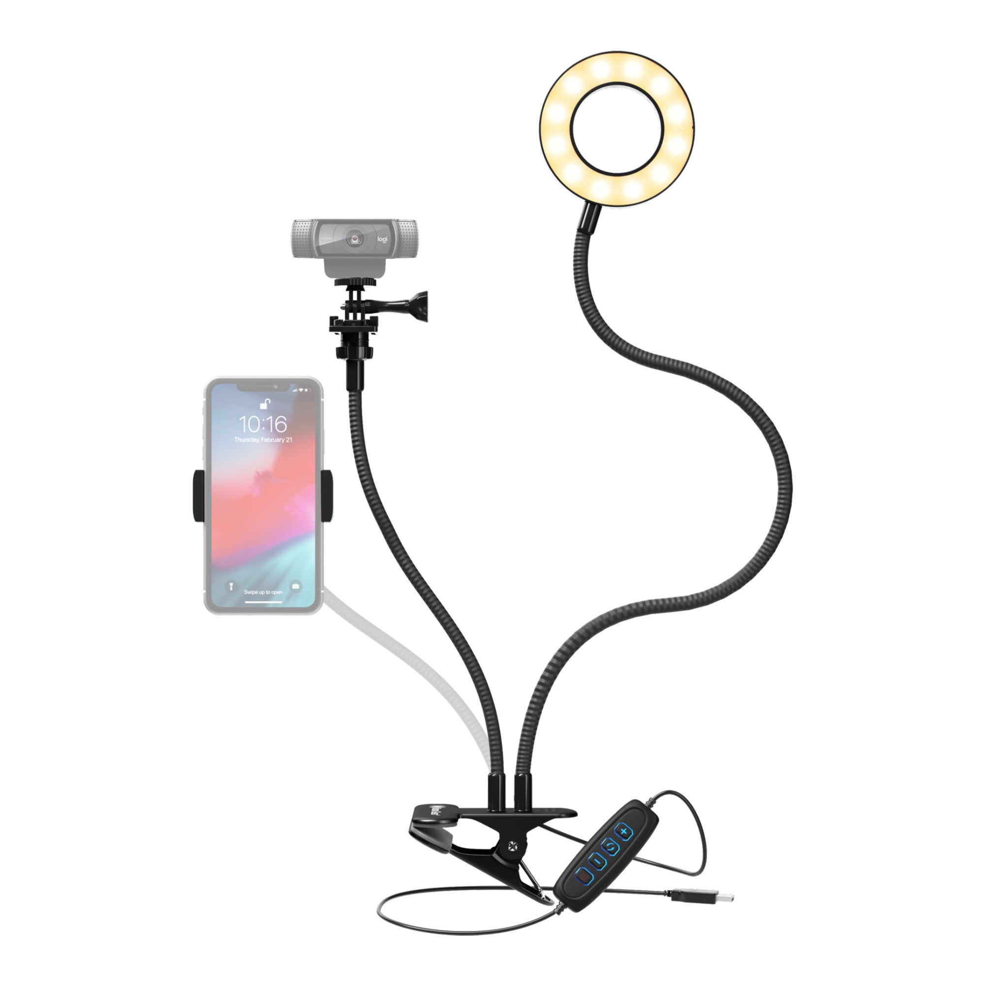 Knox Gear Selfie Ring Light Stand with Cell Phone Holder and Webcam ...
