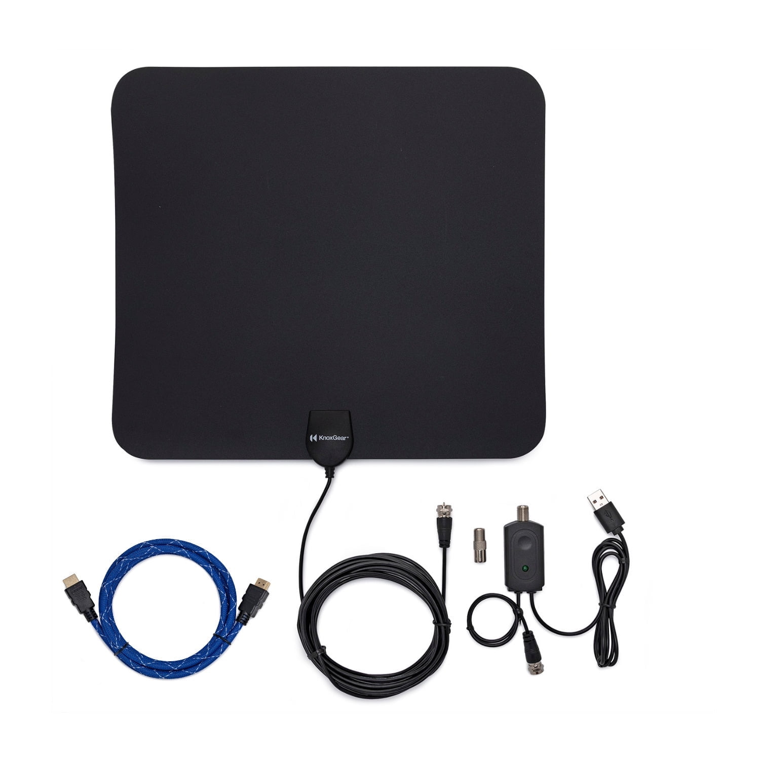 Knox Gear Ultra Thin Digital HDTV Antenna with Nylon-Braided 4K HDMI ...