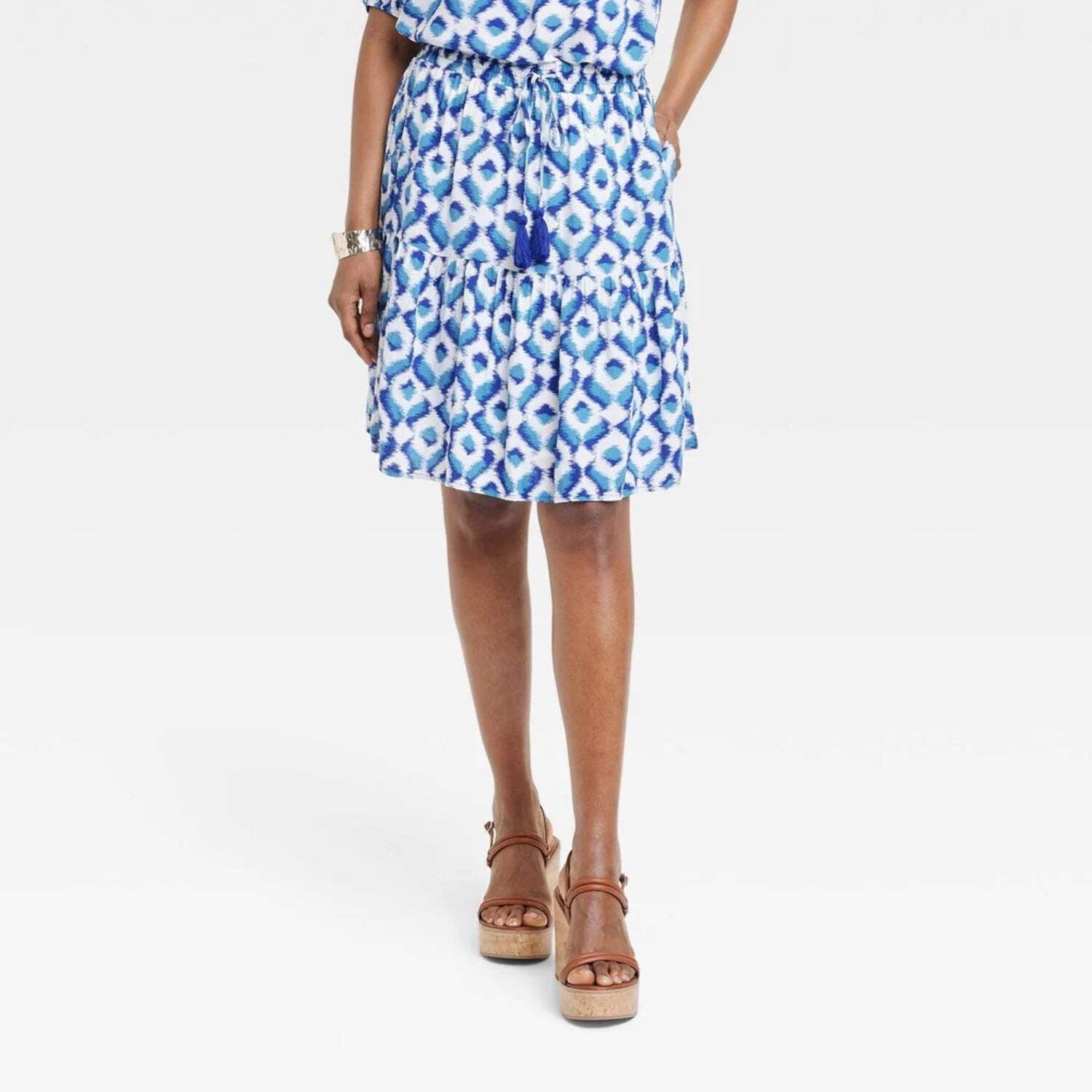 Knox Rose Blue Ikat Women's Mini Tiered A-Line Skirt Size S - Walmart.com