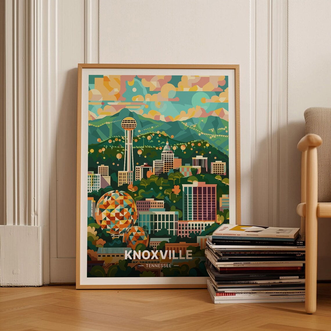 Knoxville, Tennessee Travel Poster, Mid-Century Modern Sunsphere ...