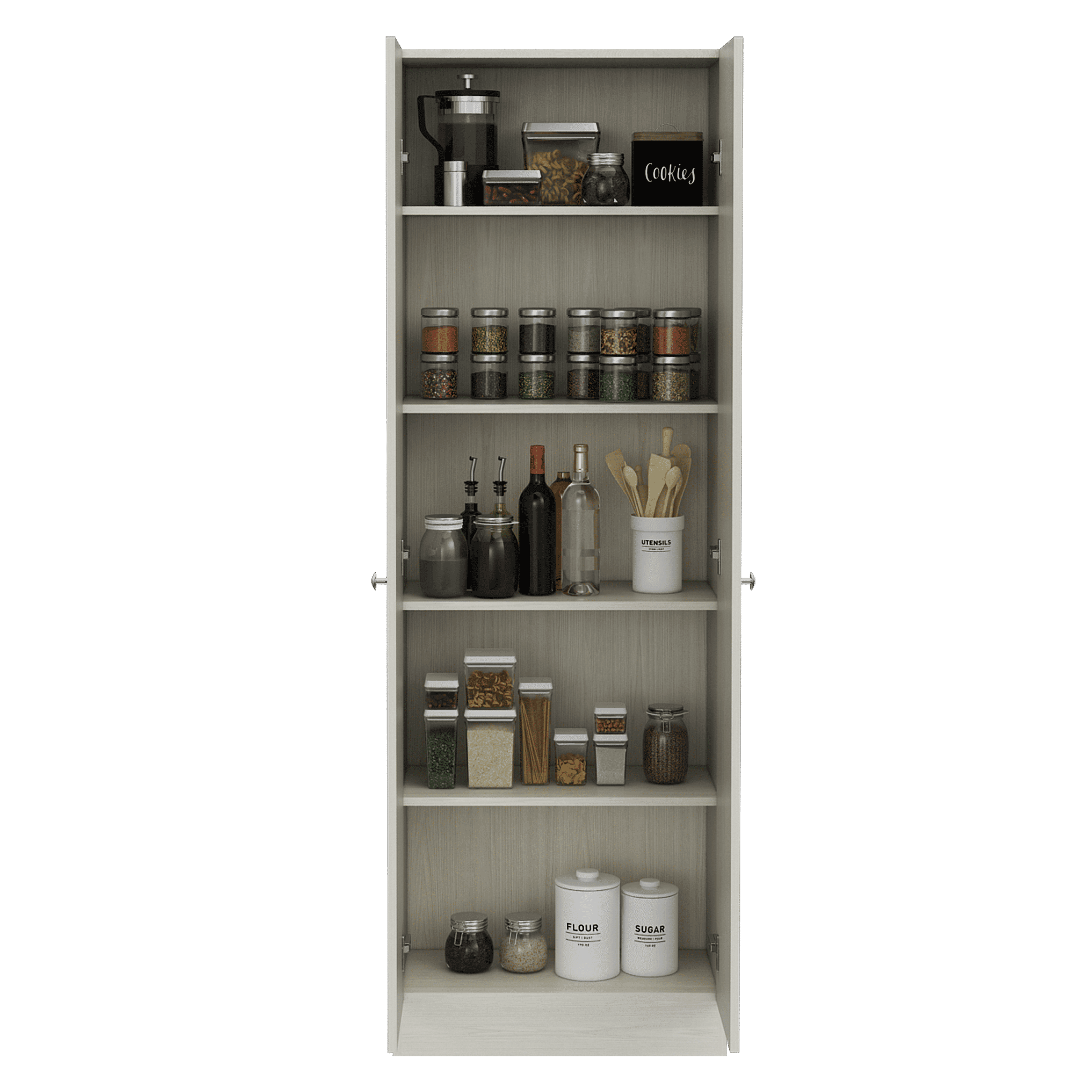 Knubmt 2 Doors Pantry Cabinet with 5 Inner Shelves and Handle, Storage ...
