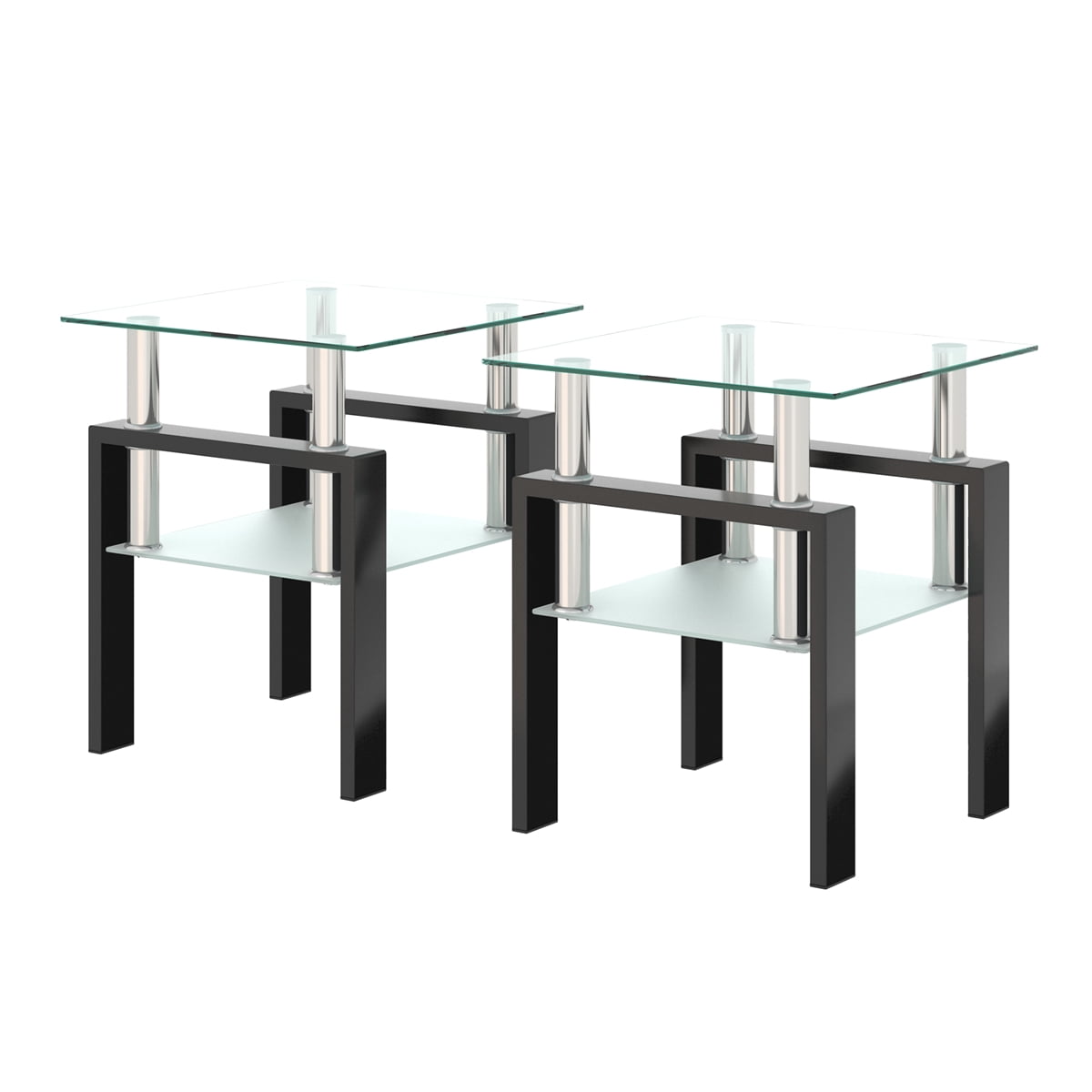 Knubmt 2 Pack Tempered Glass Top Coffee Table for Living Room, Office ...