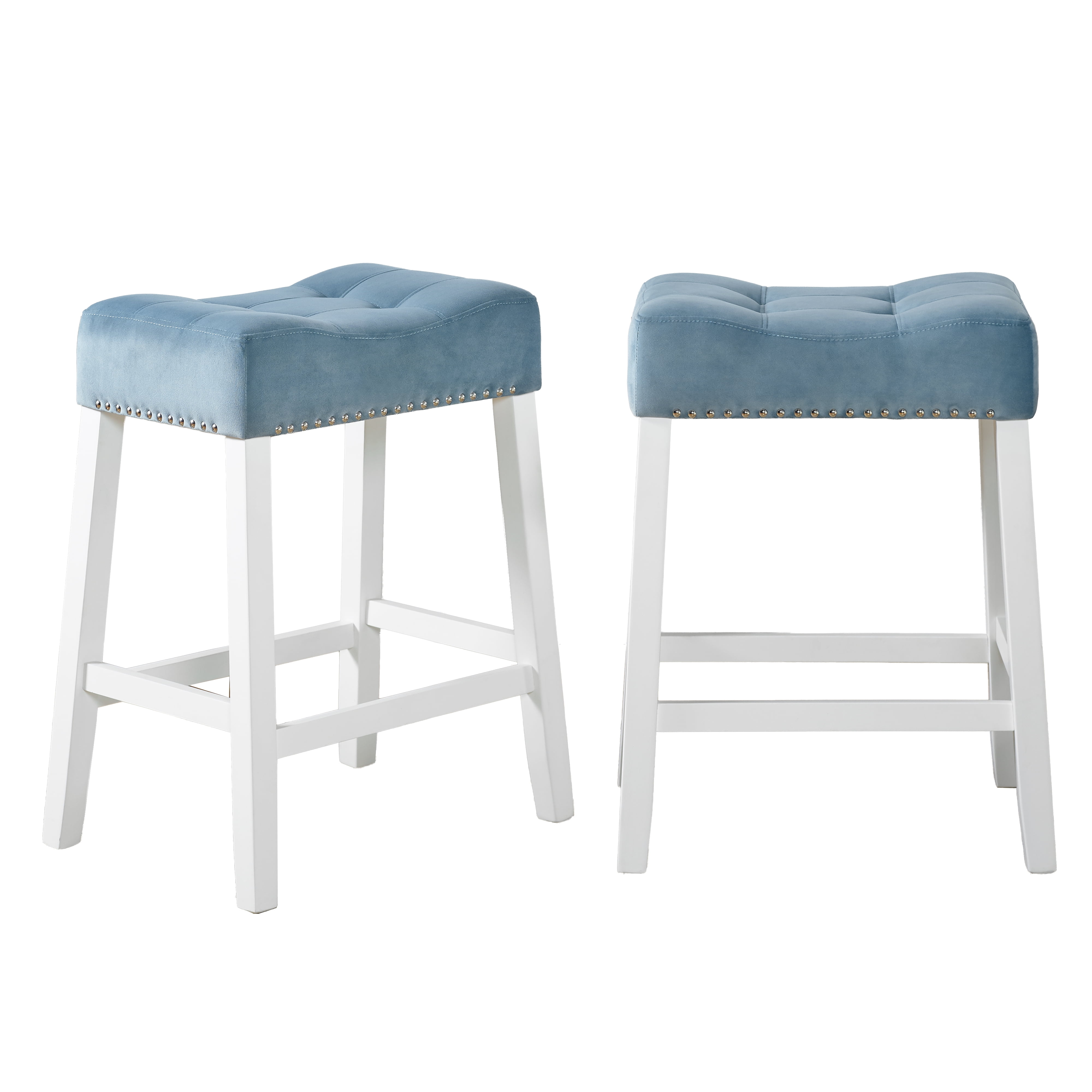 Knubmt 2 Pack Velvet Backless Bar Stools for Home, Dining Room, Bar ...