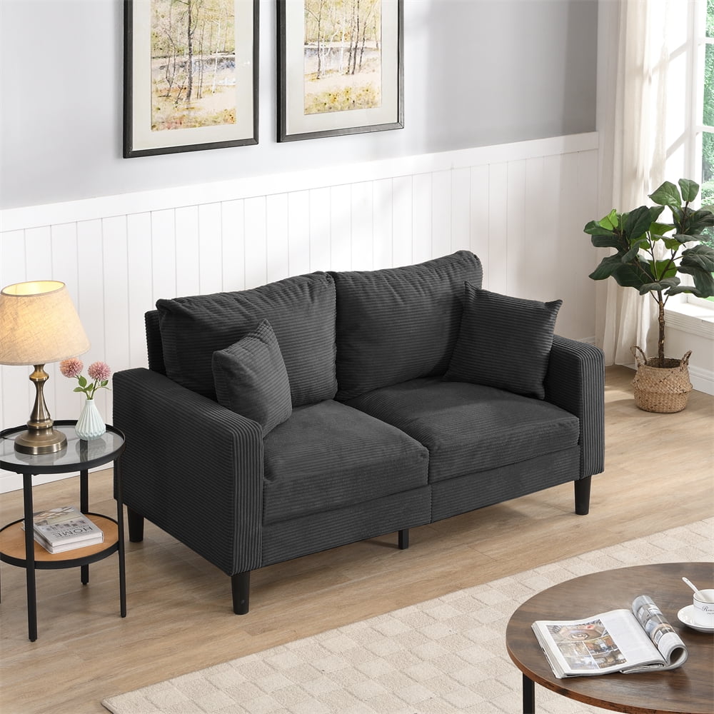 Knubmt 2 Seater Loveseat Sofa with Wooden Frame, 57" Upholstered Sofa ...